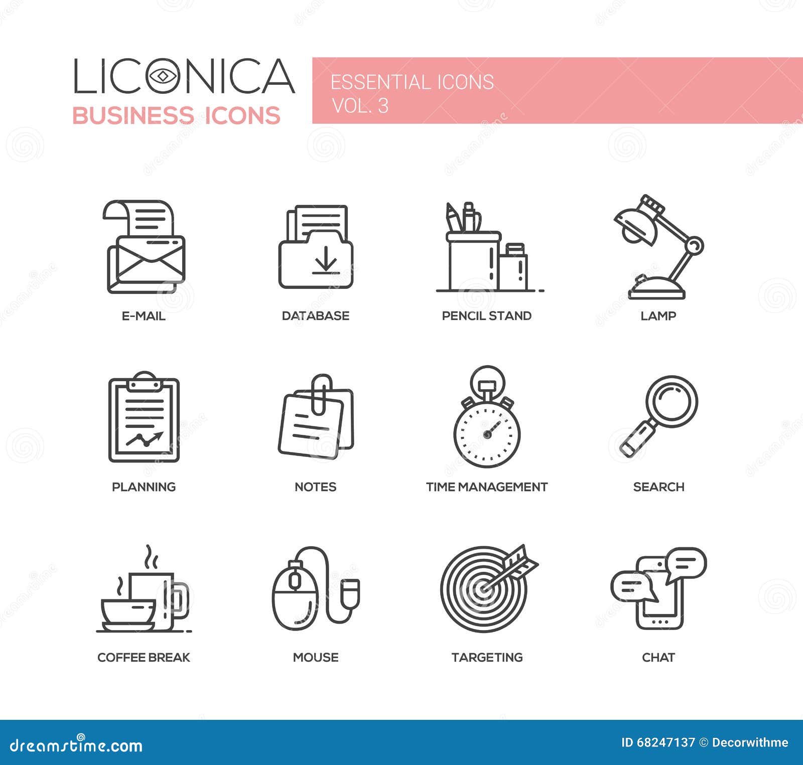 Set of Modern Office Flat Design Icons and Pictograms. Stock Vector ...