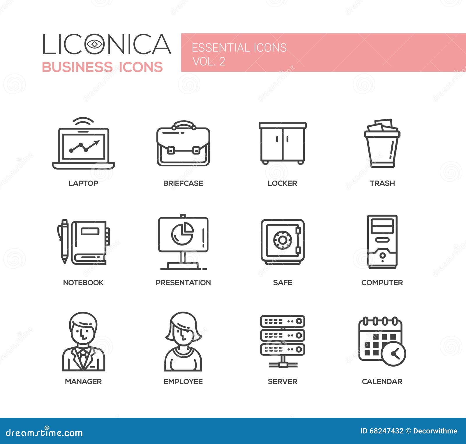 Set of Modern Office Flat Design Icons and Pictograms Stock Vector ...