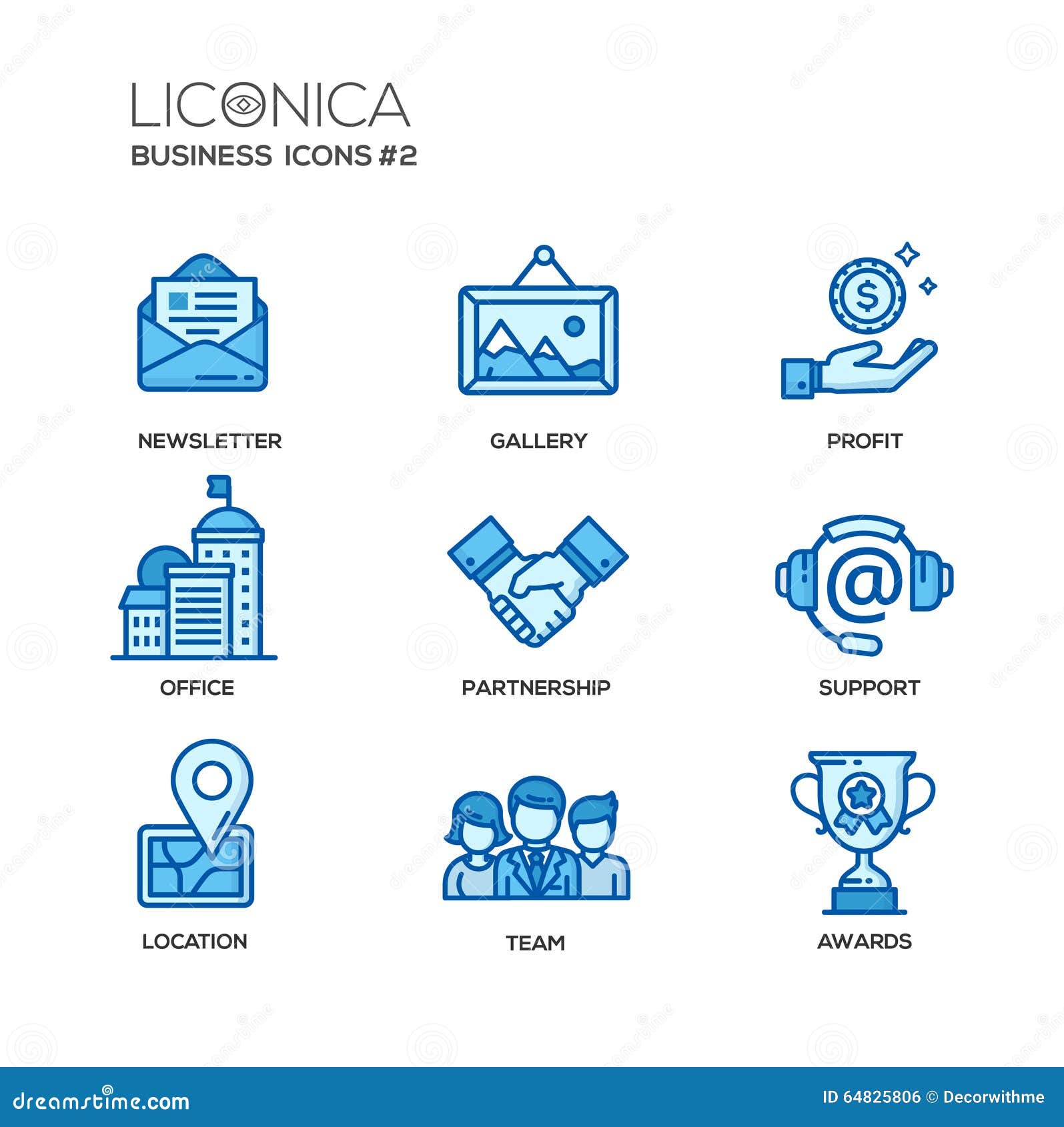 Set of Modern Office Line Flat Design Icons and Pictograms Stock Vector ...