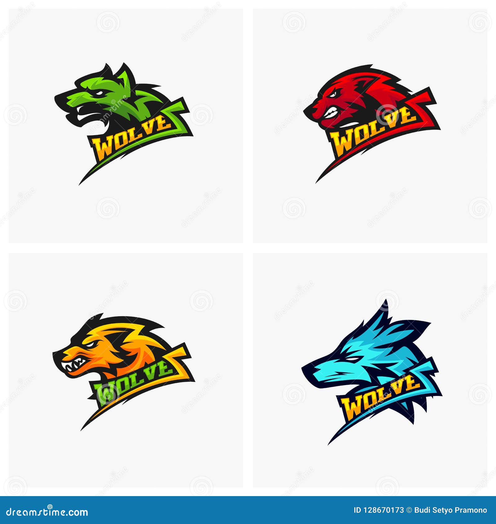Set of Modern Professional Wolf Logo for a Sport Team. Wolf Logo Vector ...