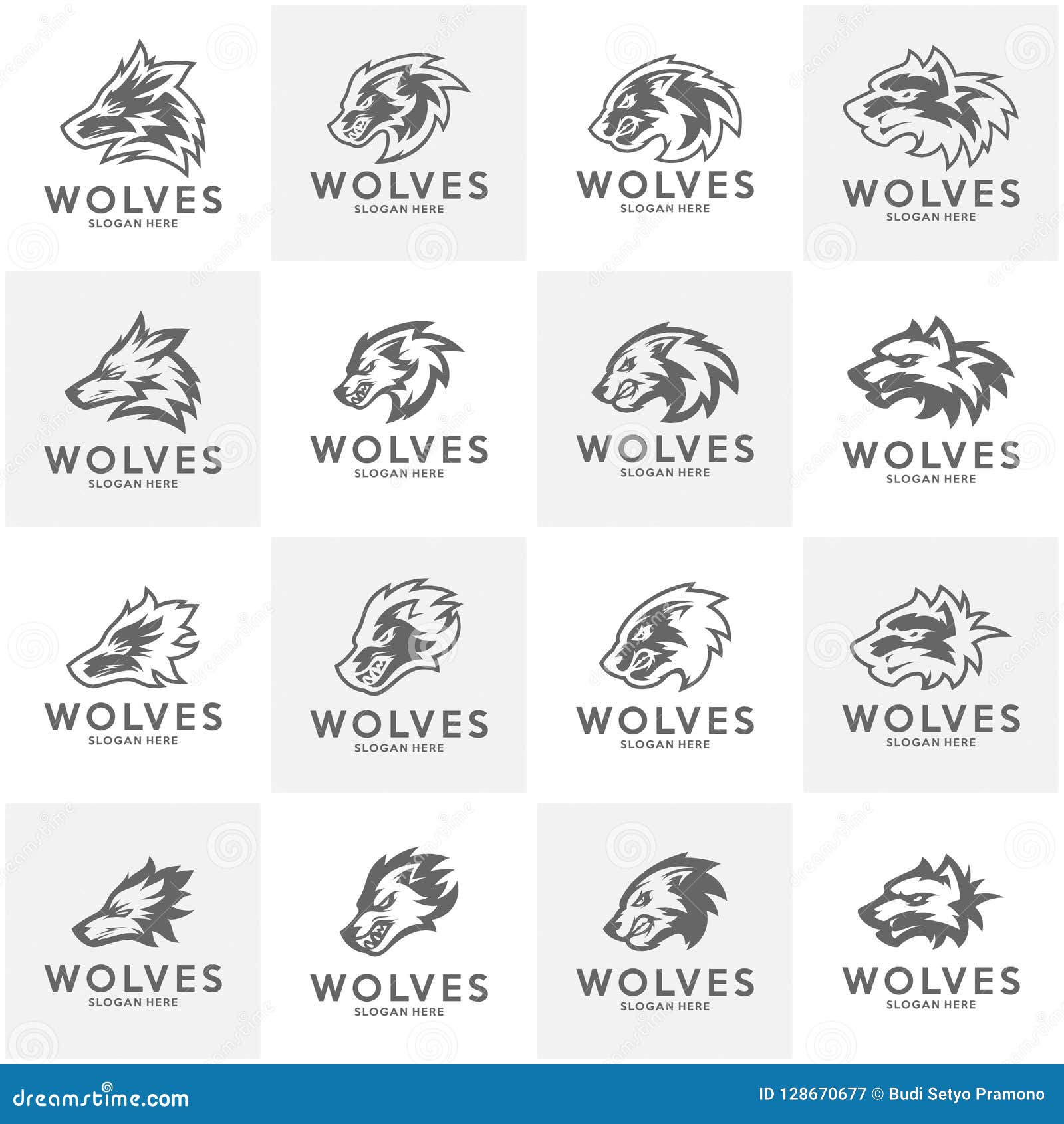Set of Modern Professional Wolf Logo for a Sport Team. Wolf Logo Vector ...