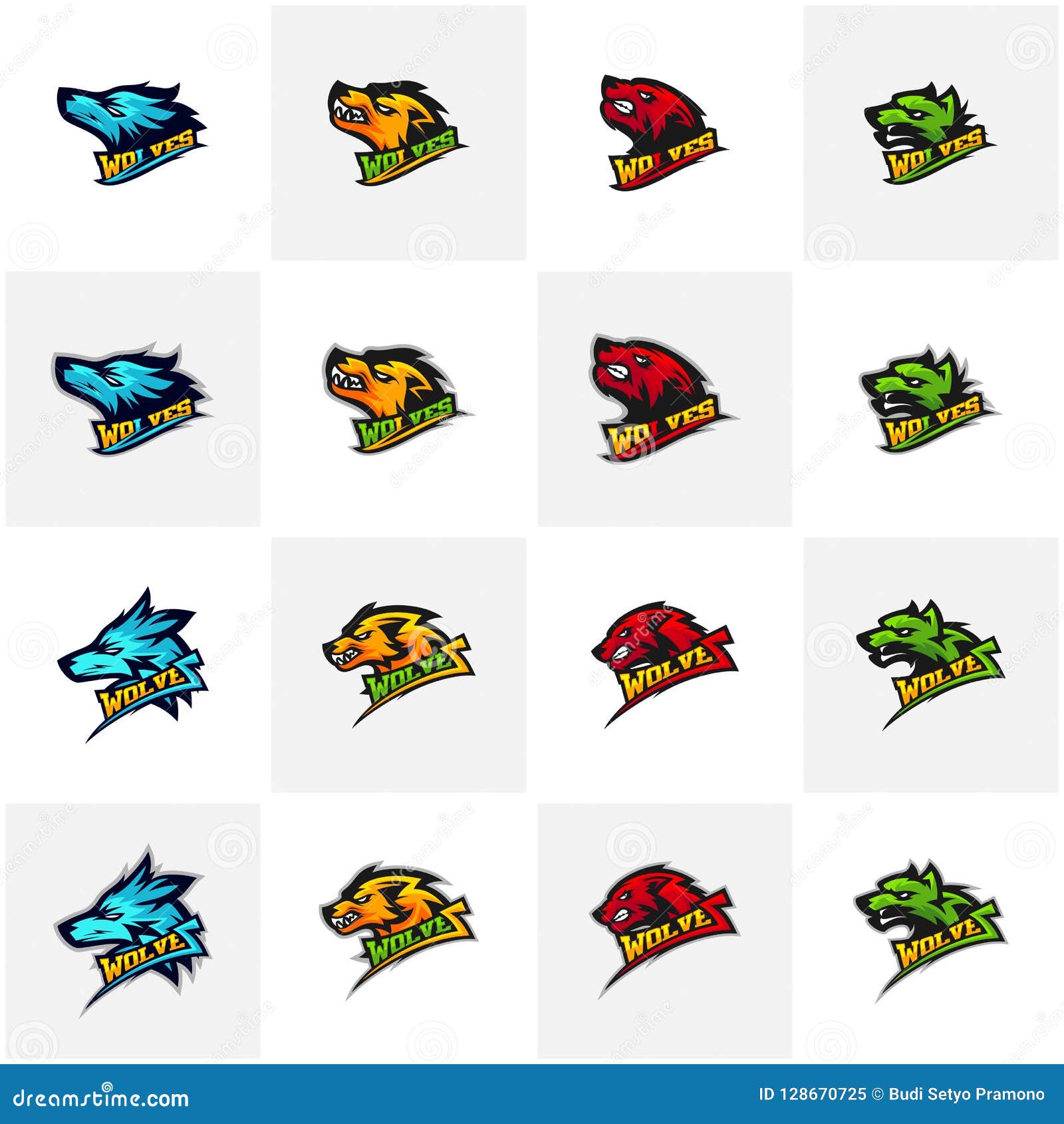 Set of Modern Professional Wolf Logo for a Sport Team. Wolf Logo Vector ...