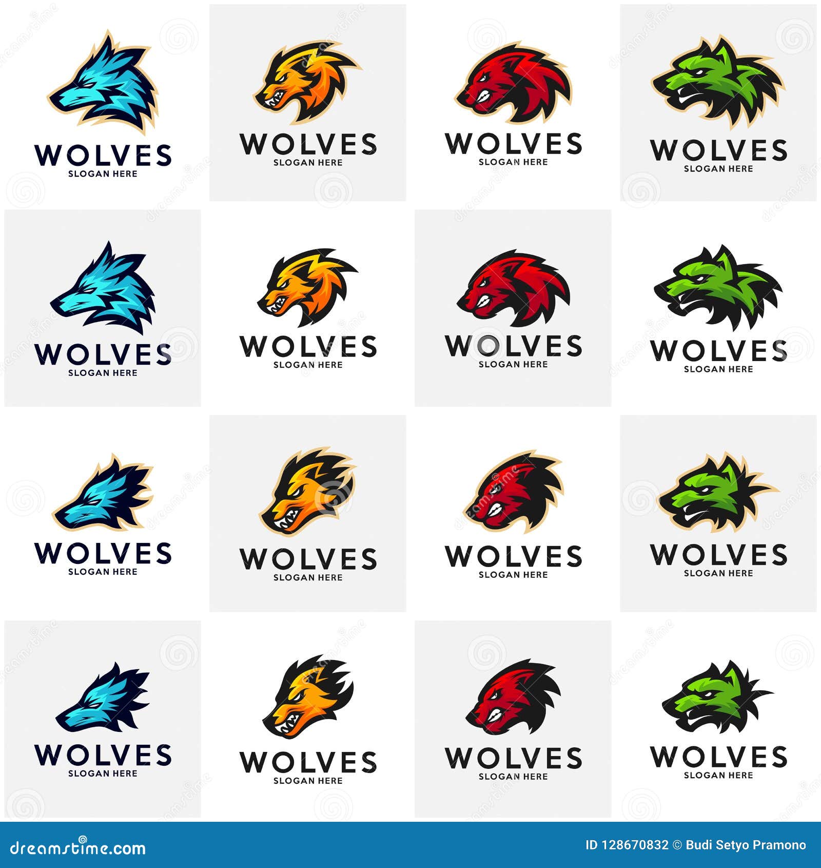 Set of Modern Professional Wolf Logo for a Sport Team. Wolf Logo Vector ...