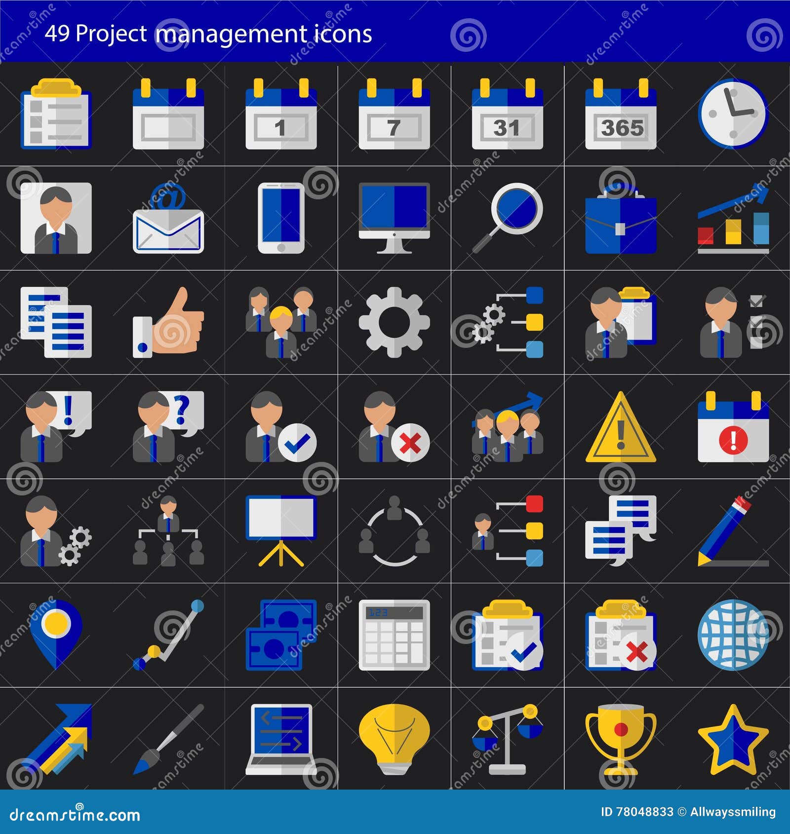 Set of 49 Modern Project Management Vector Icons Stock Vector ...