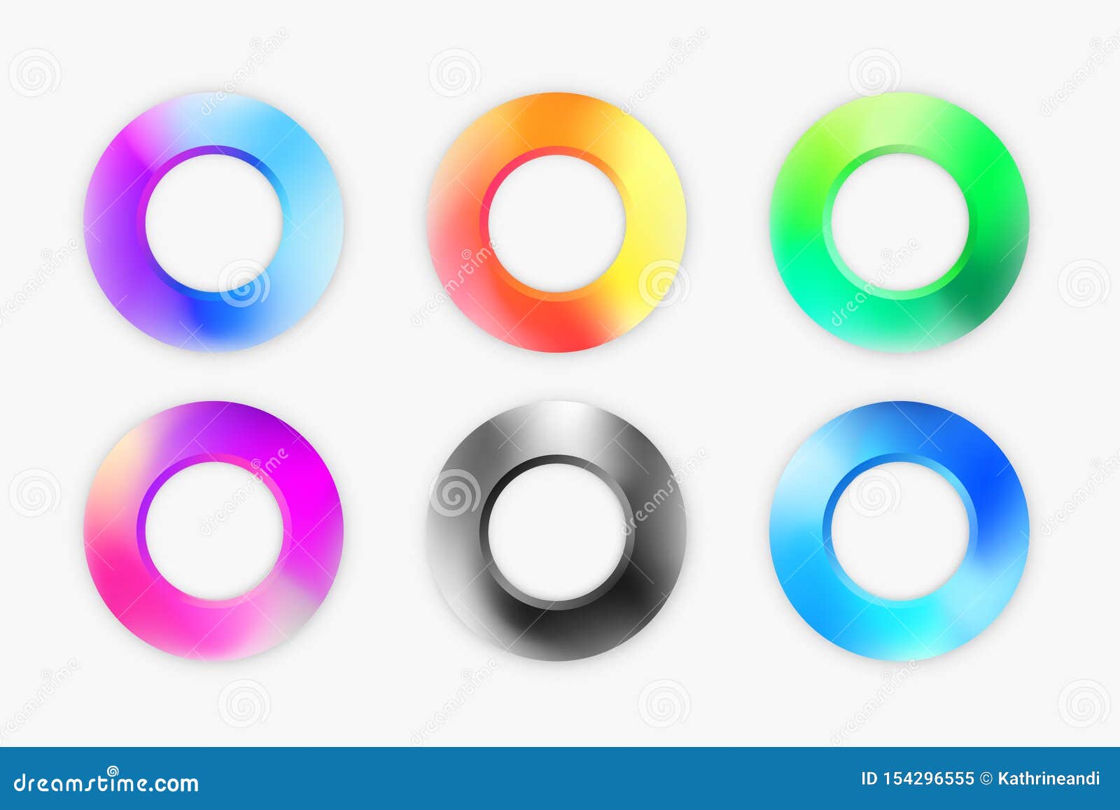 Set of Modern Rings Elements in Colorful Palette Stock Vector ...