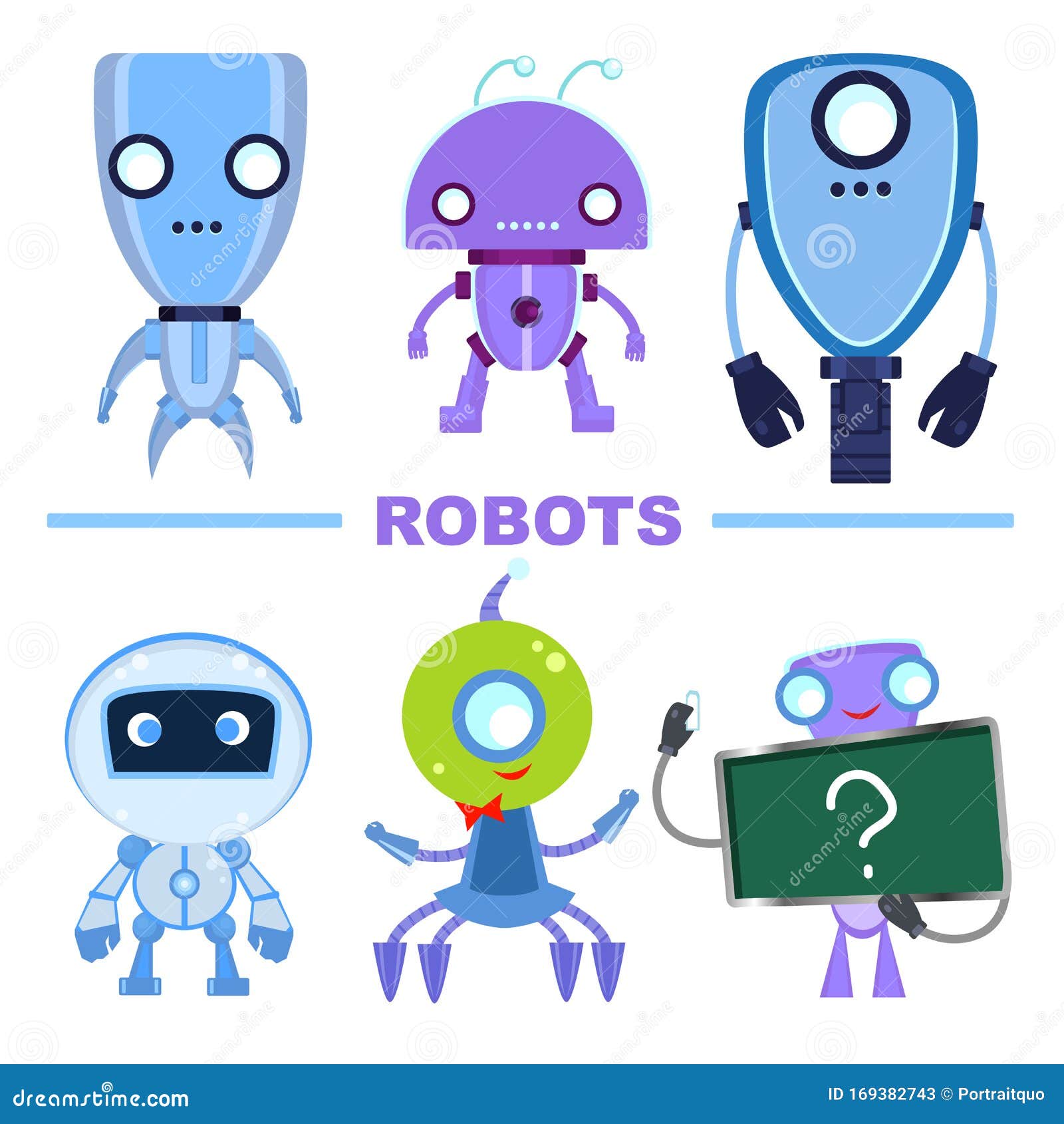 Robot Characters Vector Set. Robotic Character With Happy Modern Technology Post And Gestures ...