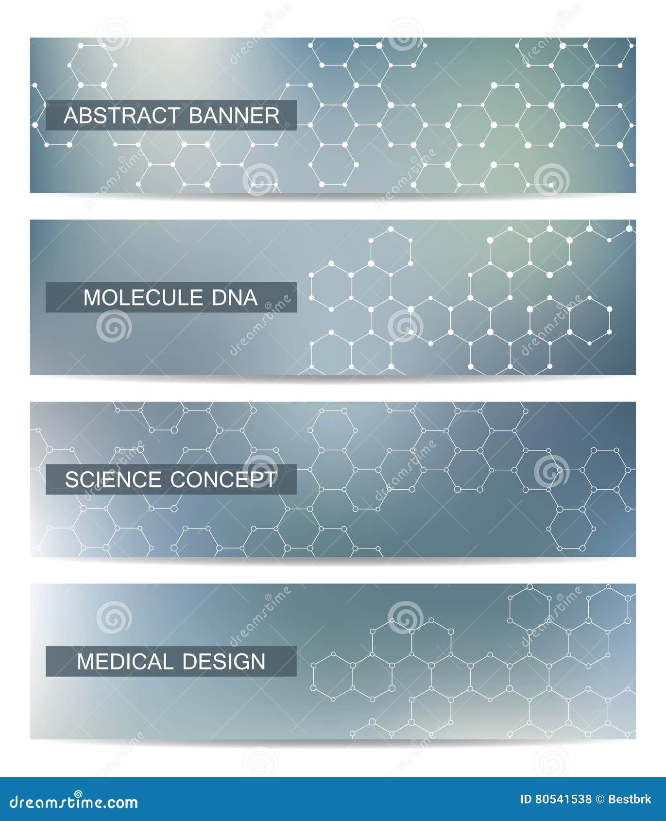 Set of Modern Scientific Banners. Molecule Structure DNA and Neurons ...