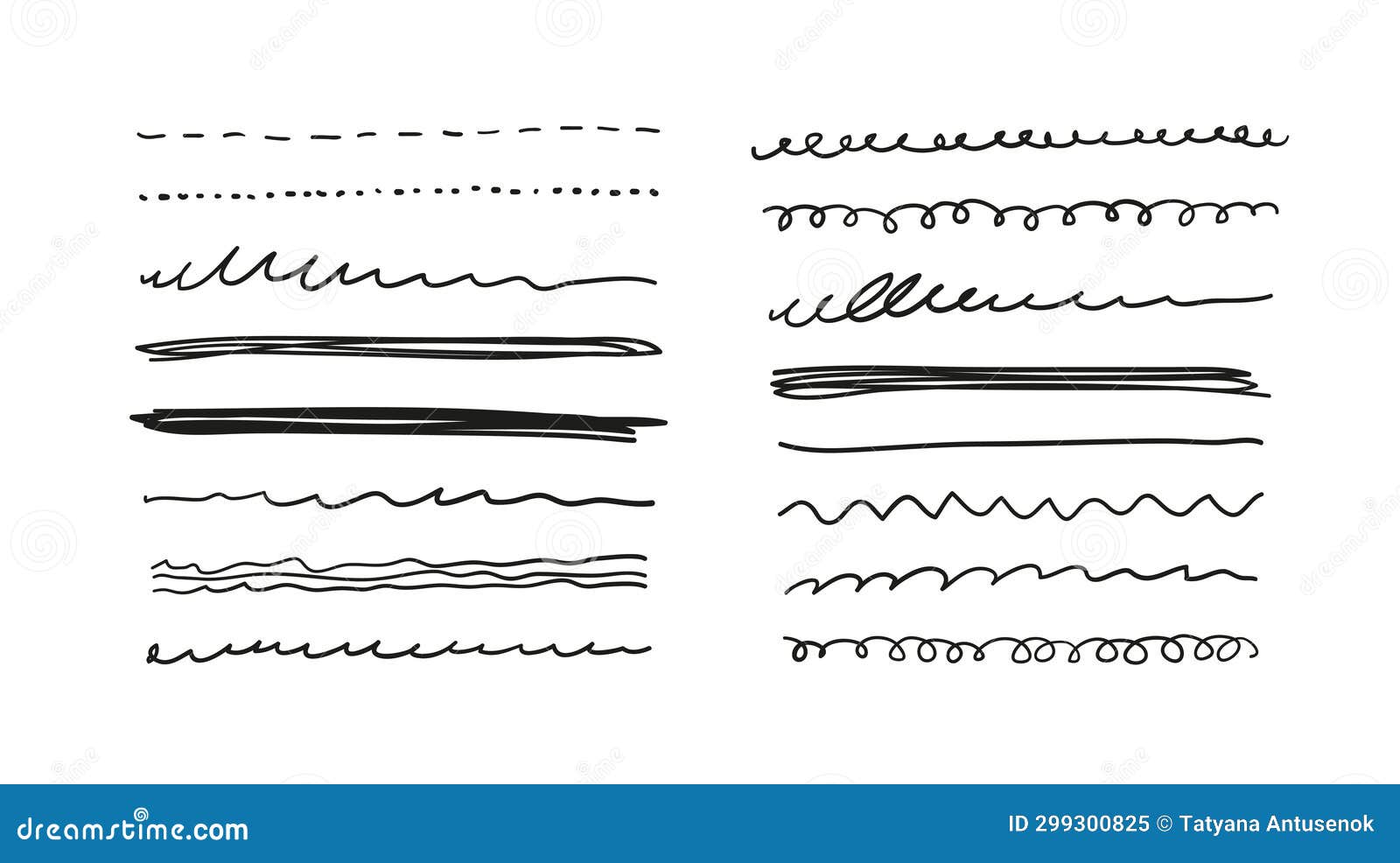 Set of Modern Scribbles, Swirls, Waves, Strikeouts. Collection of ...