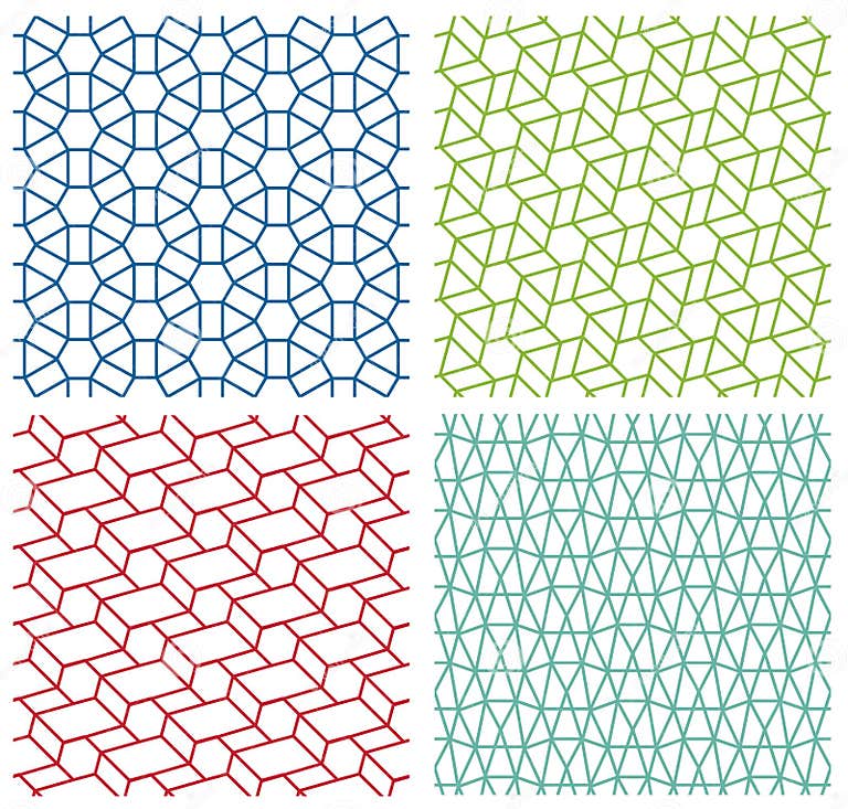 Set of Modern Seamless Lace Line Pattern on White Stock Vector ...