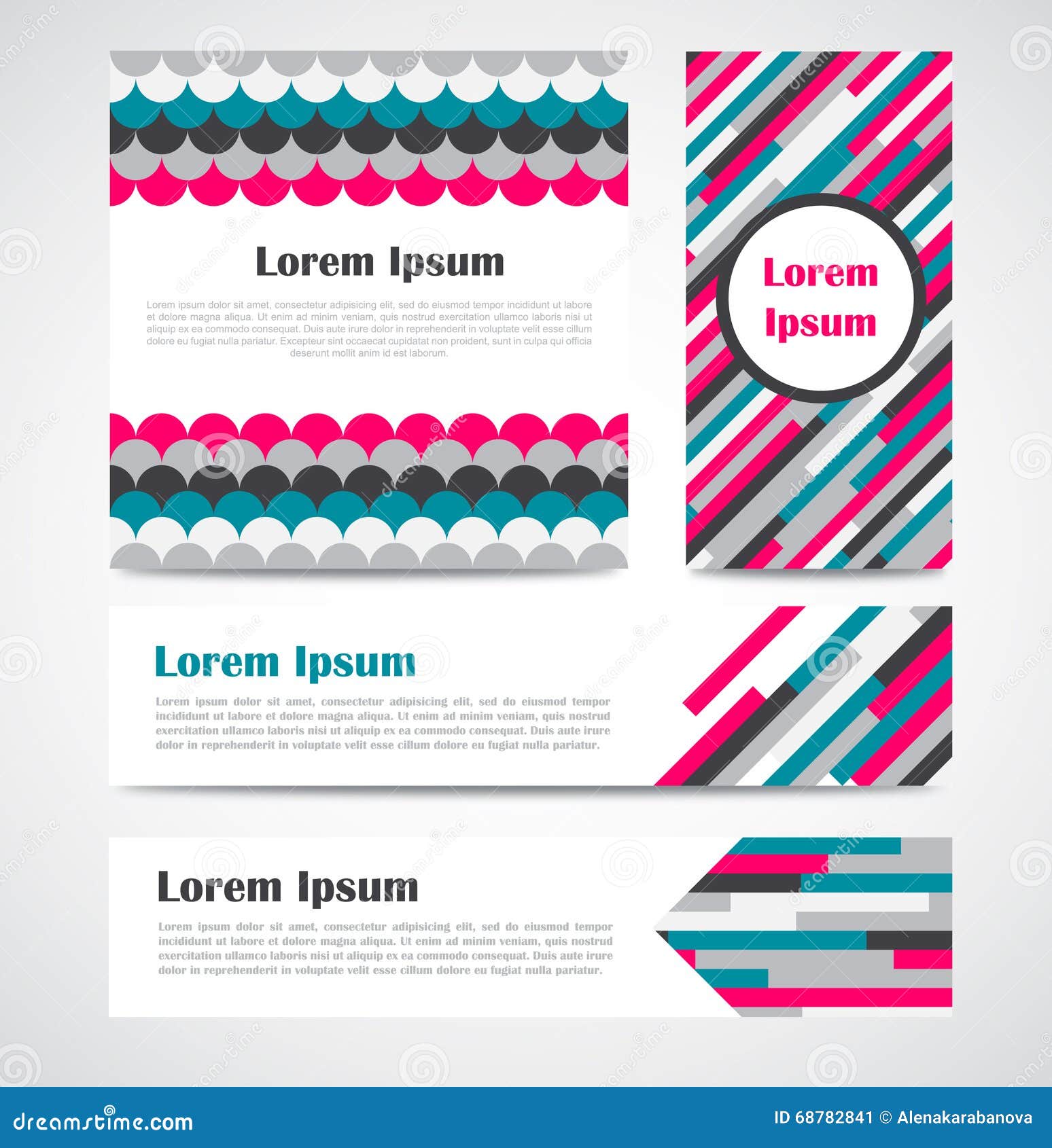 Set of Modern Striped Abstract Poster, Banners, Cards Template. Stock ...