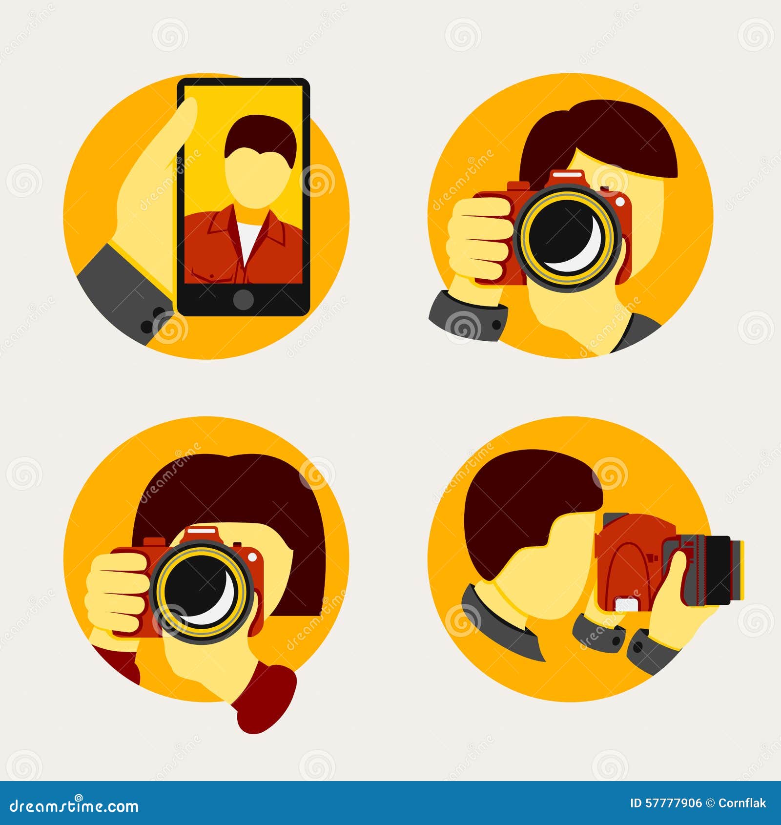 Set of Modern Style Photographer Icons. Vector Stock Vector ...