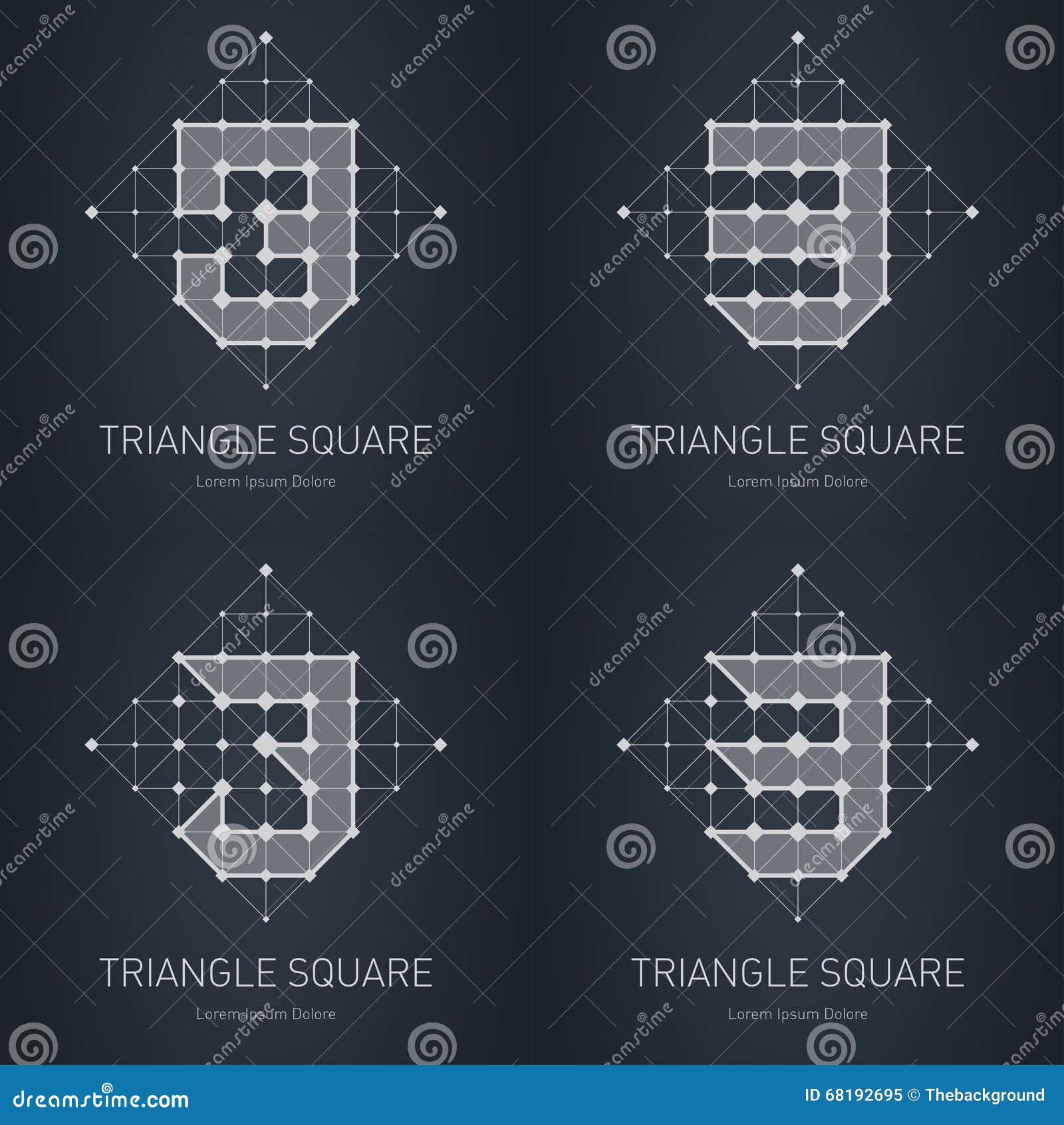 Set of Modern Stylish Low Poly Logo with Number Three. Low-poly Stock ...