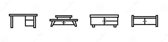 Set of Table Icon Monoline Design Stock Vector - Illustration of ...