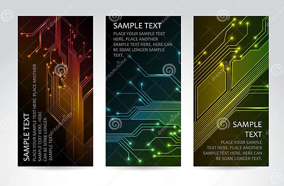 Set of Modern Technical Banners Stock Illustration - Illustration of ...