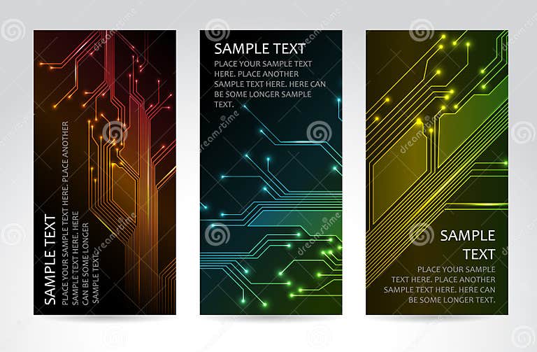 Set of Modern Technical Banners Stock Illustration - Illustration of ...