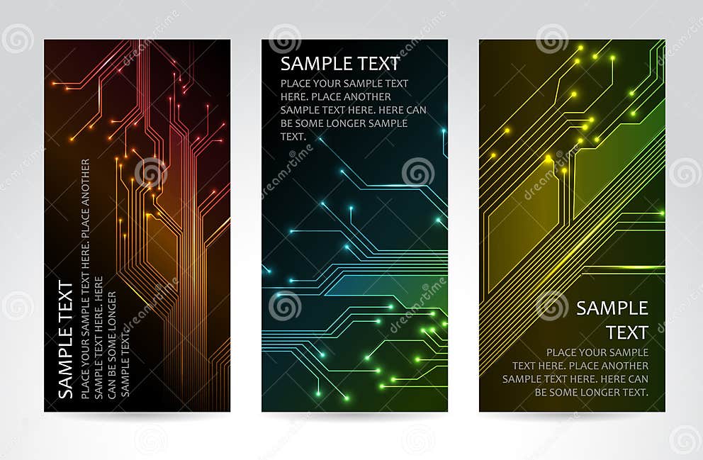 Set of Modern Technical Banners Stock Illustration - Illustration of ...