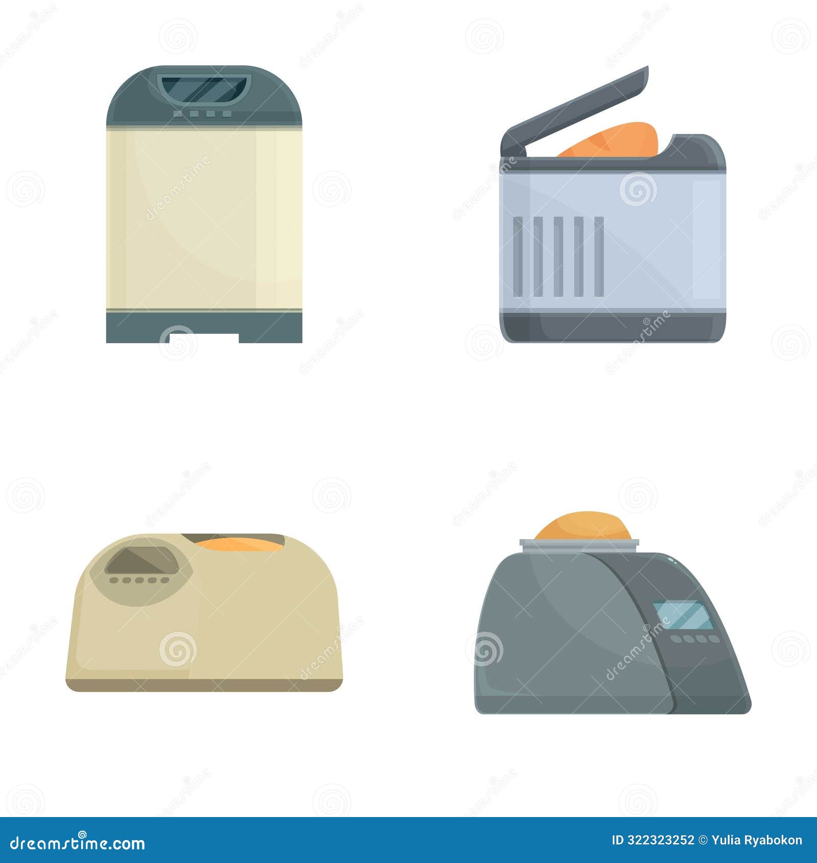 Set of Modern Toasters Vector Illustrations Stock Vector - Illustration ...