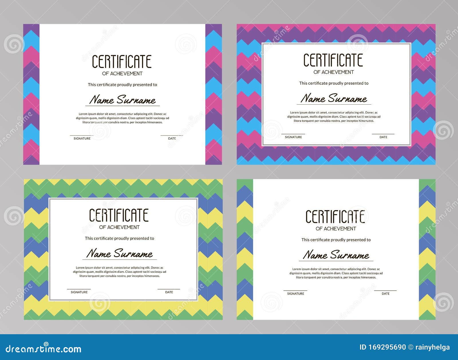 Set of Modern Trendy Certificate Templates with Geometry Pattern Stock ...