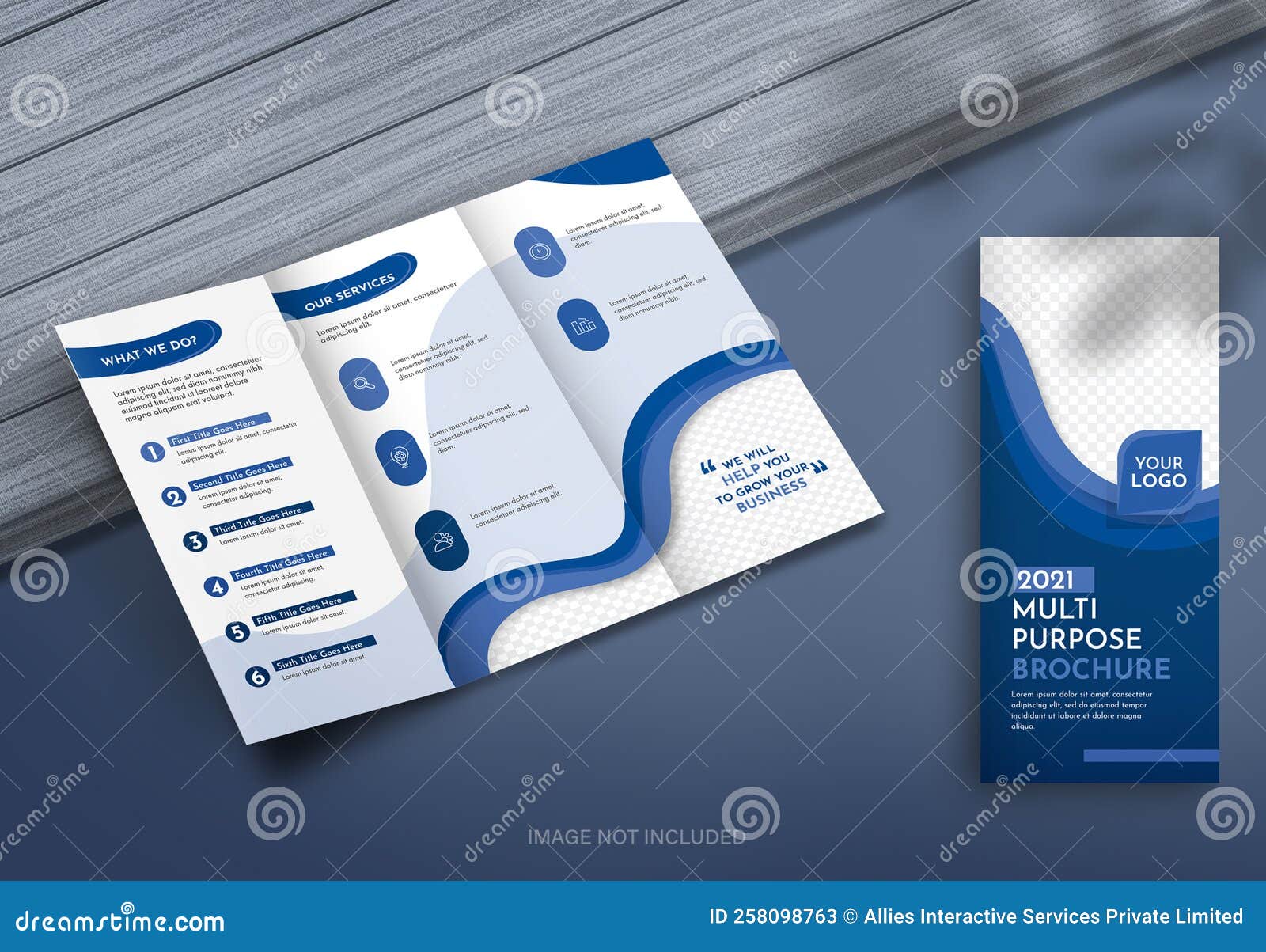 Set of Modern Tri-Fold Brochure Template or Flyer Design in White and ...