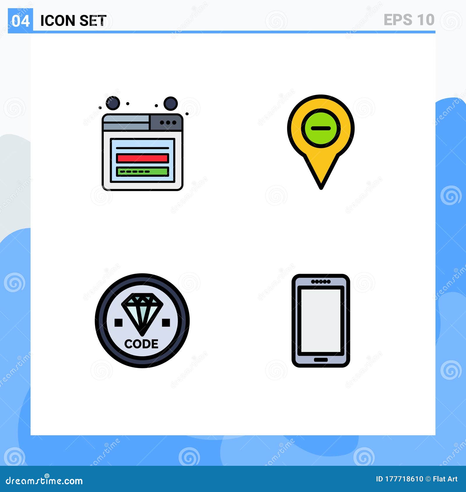 Set of 4 Modern UI Icons Symbols Signs for Account, Code, Web ...