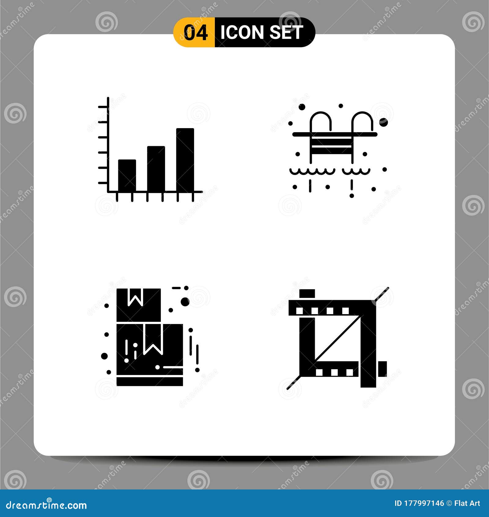 Set of 4 Modern UI Icons Symbols Signs for Analysis, Shop, Graph ...