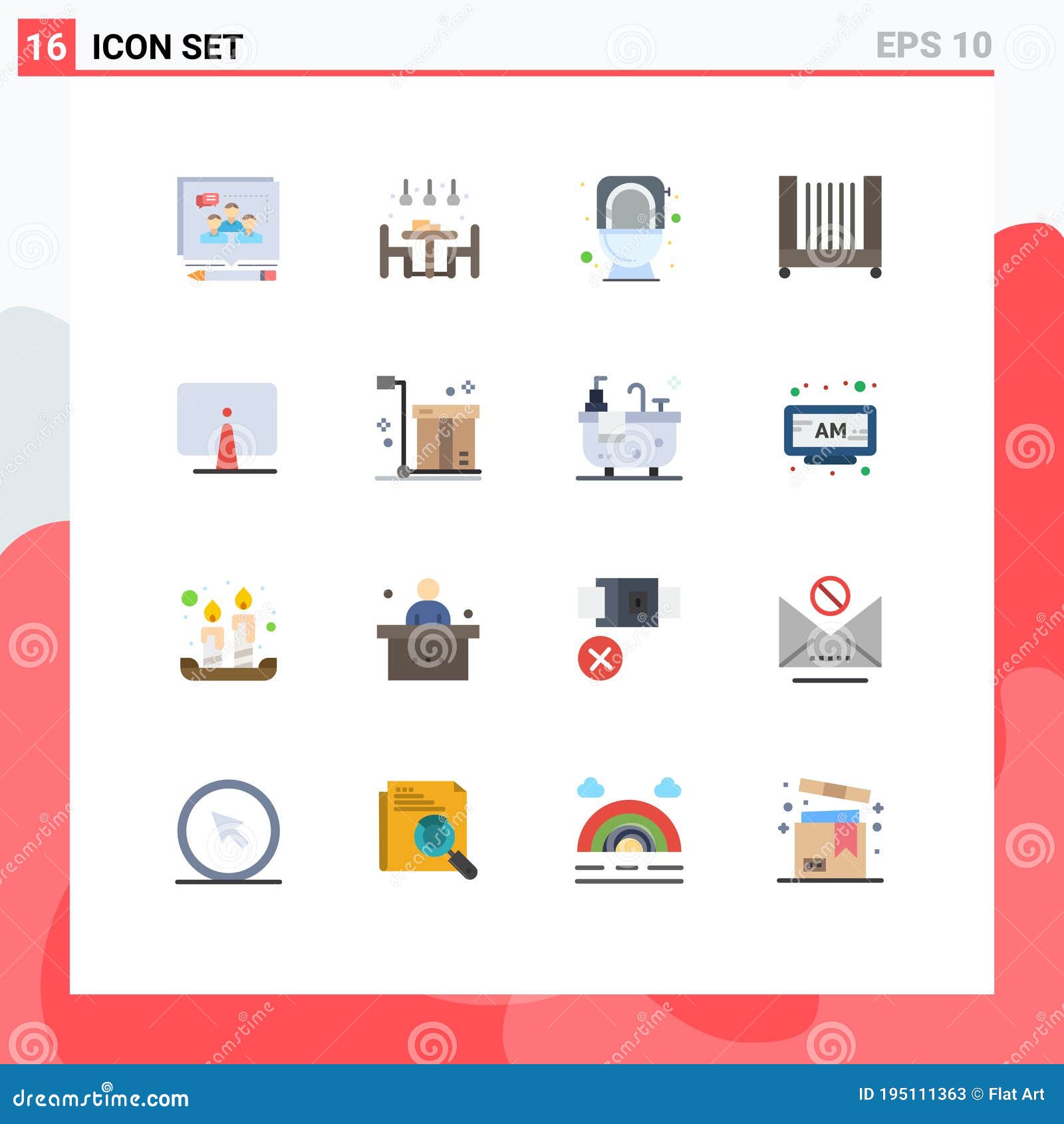 Set of 16 Modern UI Icons Symbols Signs for Computer, Crib, Dinner ...