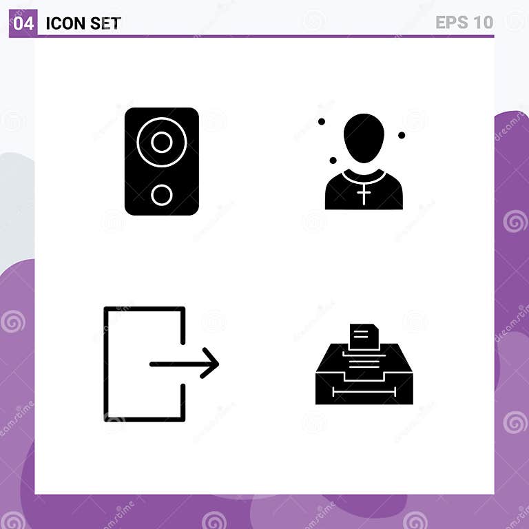 Set of 4 Modern UI Icons Symbols Signs for Computers, Preacher ...