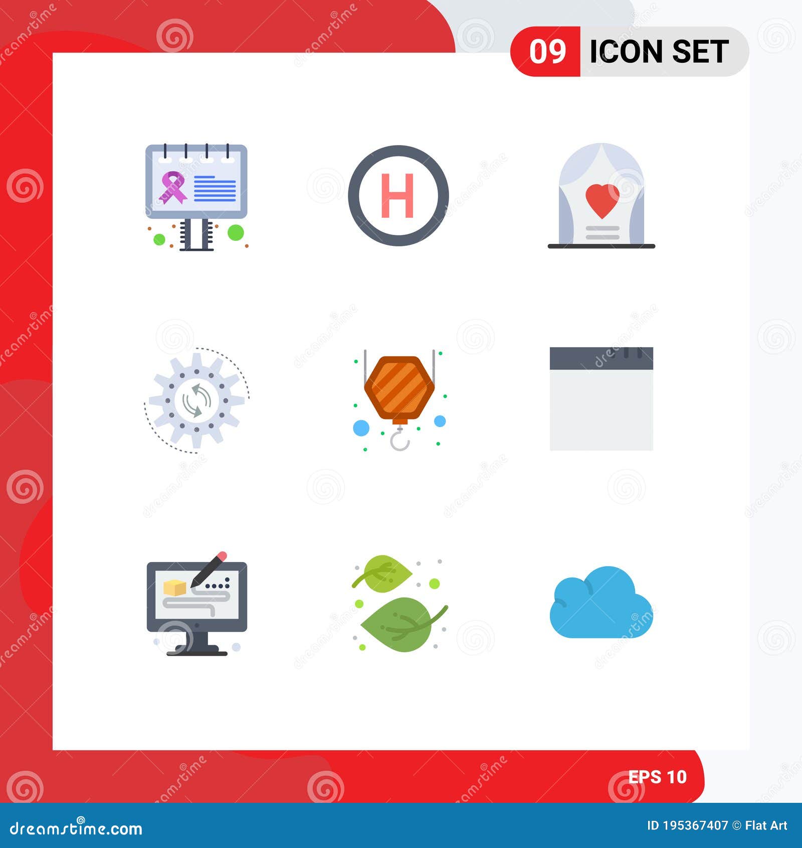 Stock Vector Icon Pack of 9 Line Signs and Symbols for Crane, Work ...