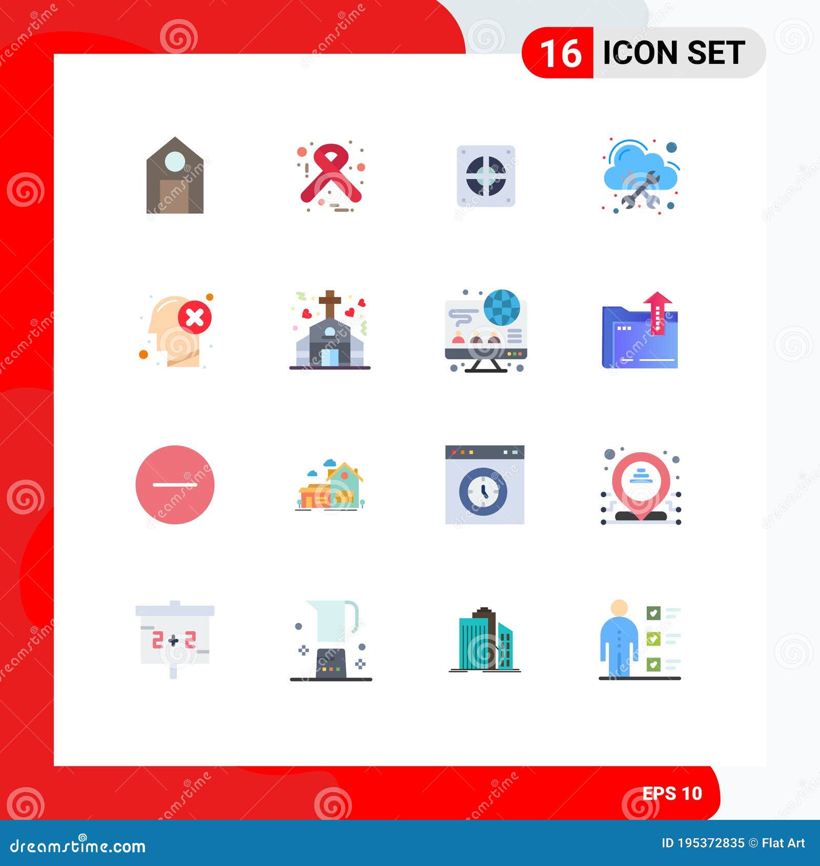 Set of 16 Modern UI Icons Symbols Signs for Failure, Cloud, Extractor ...