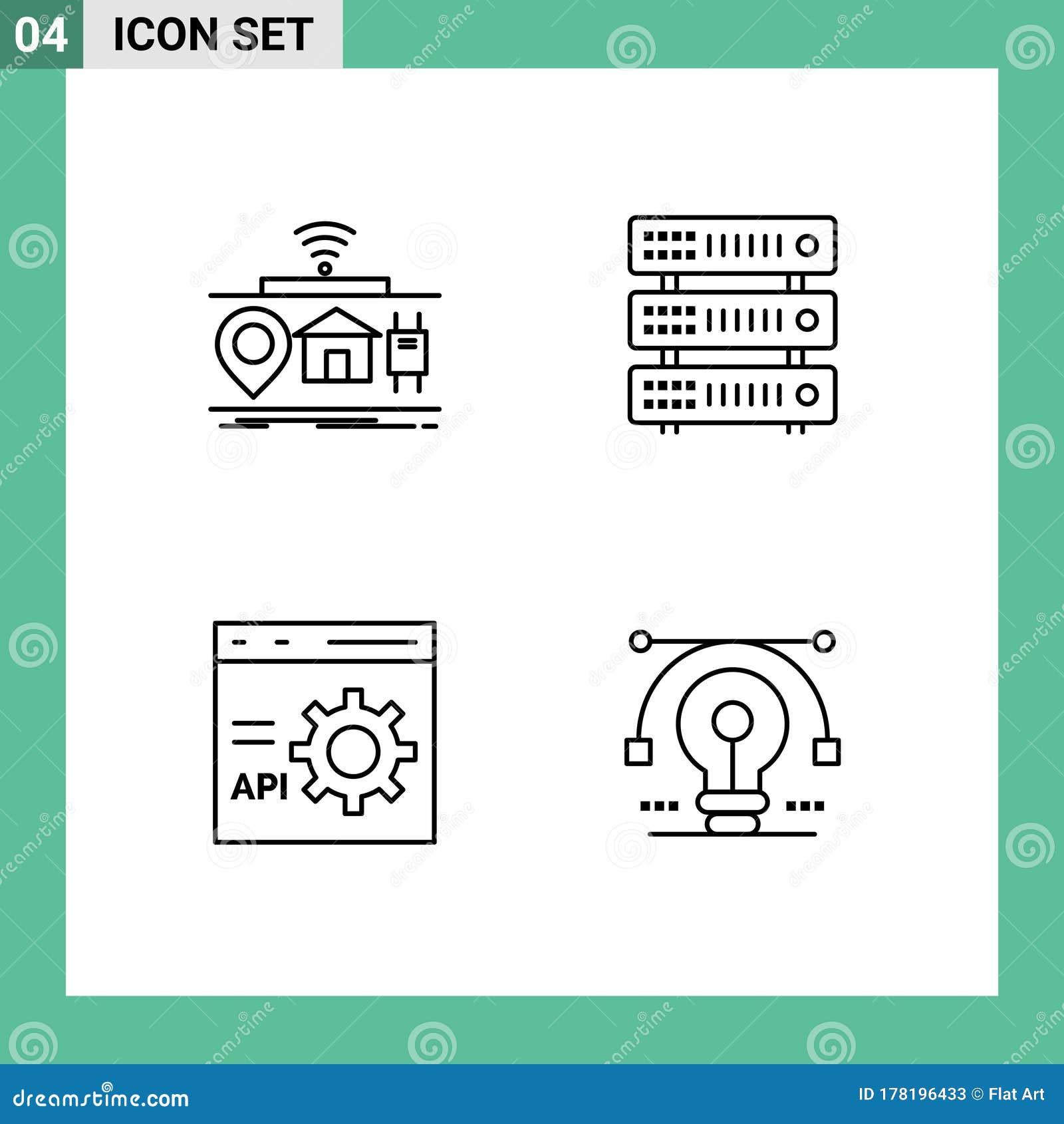 Line Pack of 4 Universal Symbols of Iot, Browser, of, Rack, Develop ...