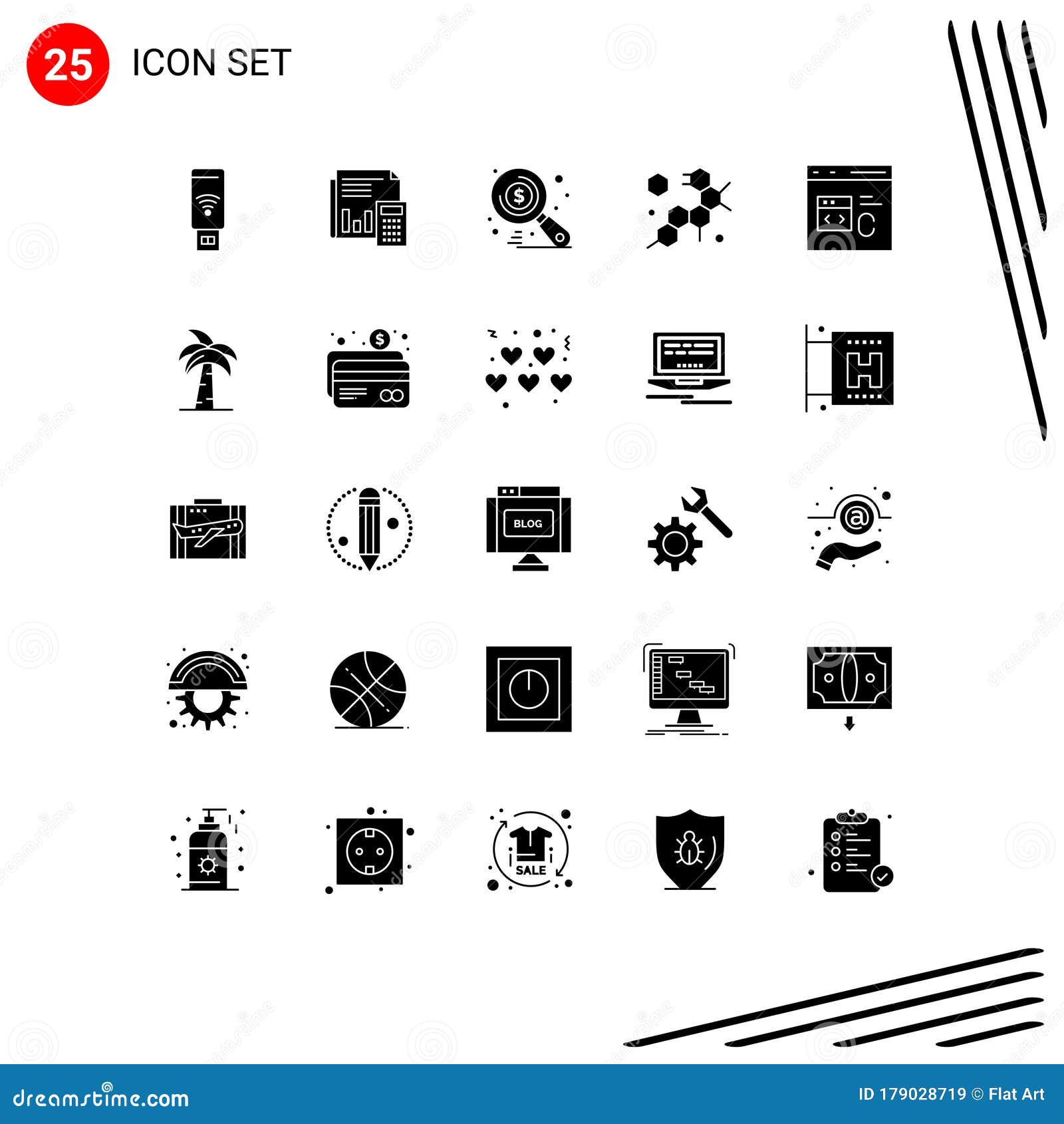 Set of 25 Modern UI Icons Symbols Signs for Molecule, Seo, Business ...