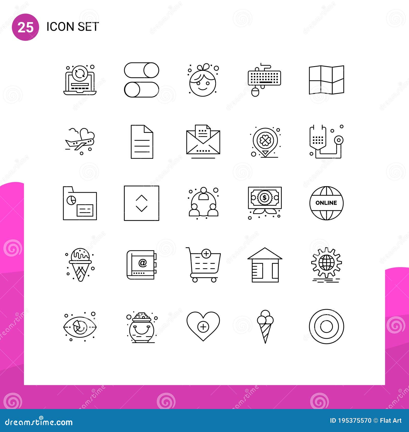 25 Universal Line Signs Symbols of Obsolete, Keyboard, Settings ...