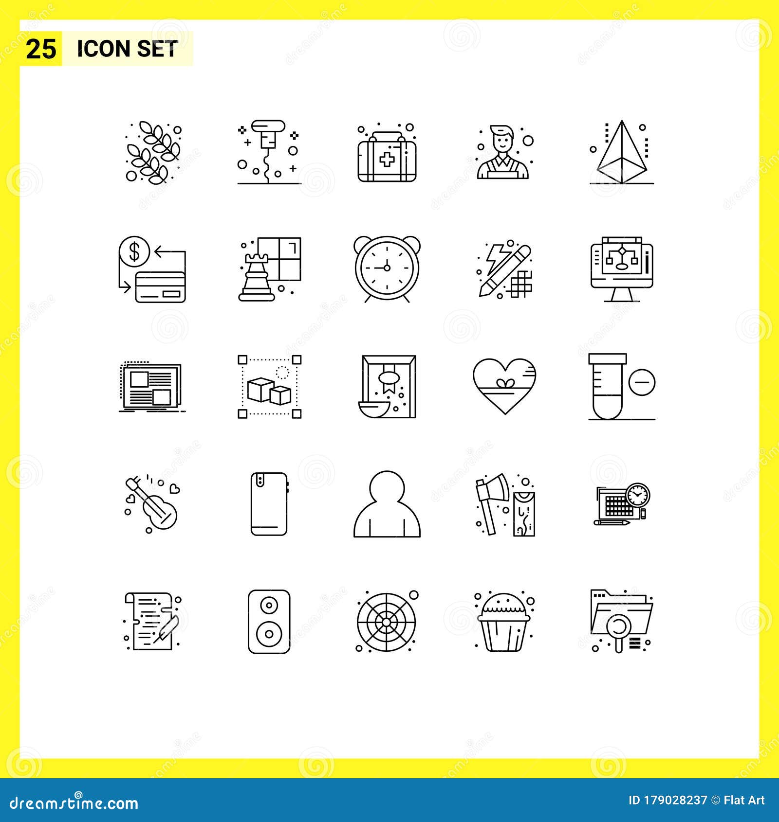 Set of 25 Modern UI Icons Symbols Signs for Shape, Geometry, Kit ...