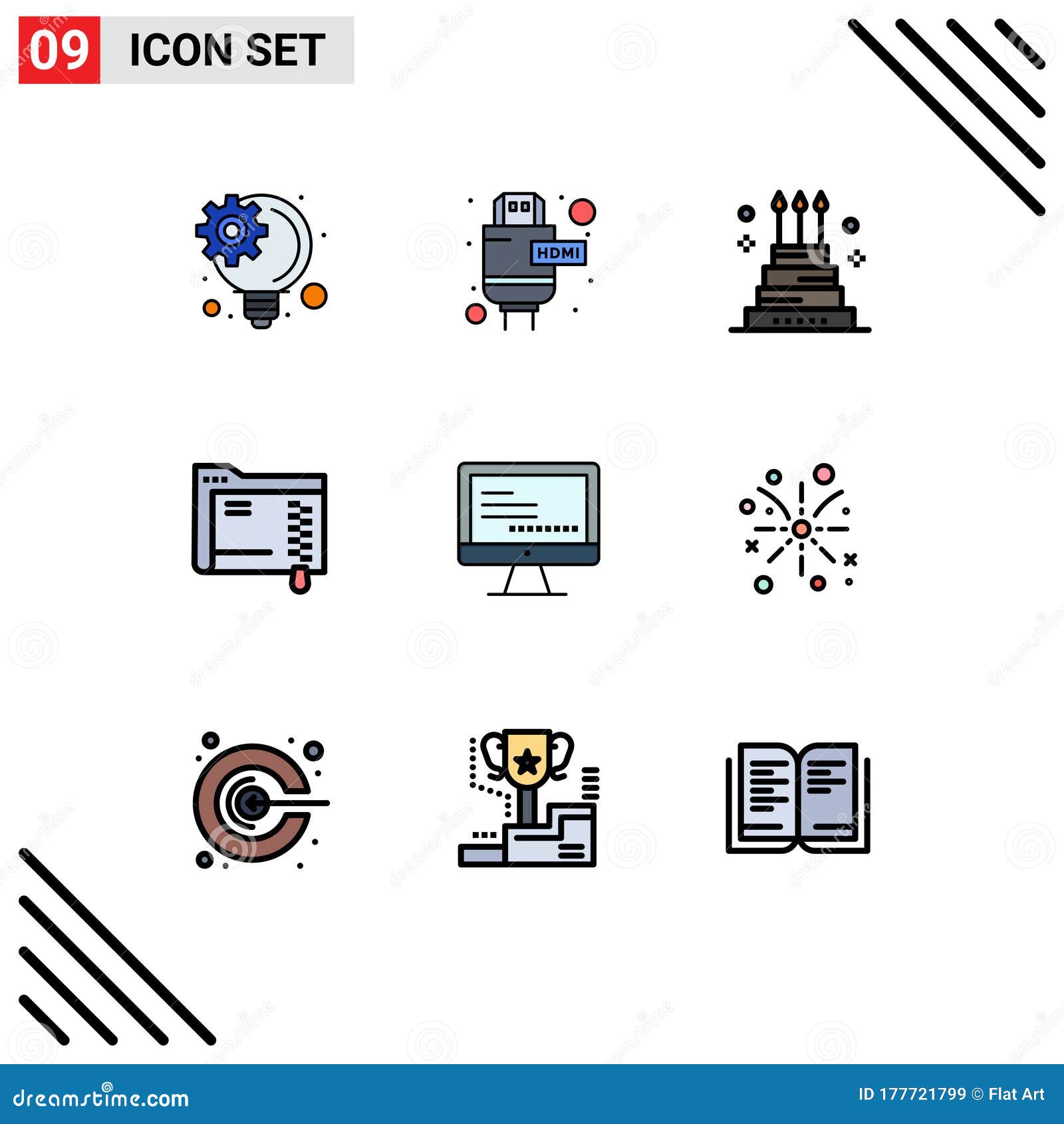 Set of 9 Modern UI Icons Symbols Signs for Text, Computer, Event ...
