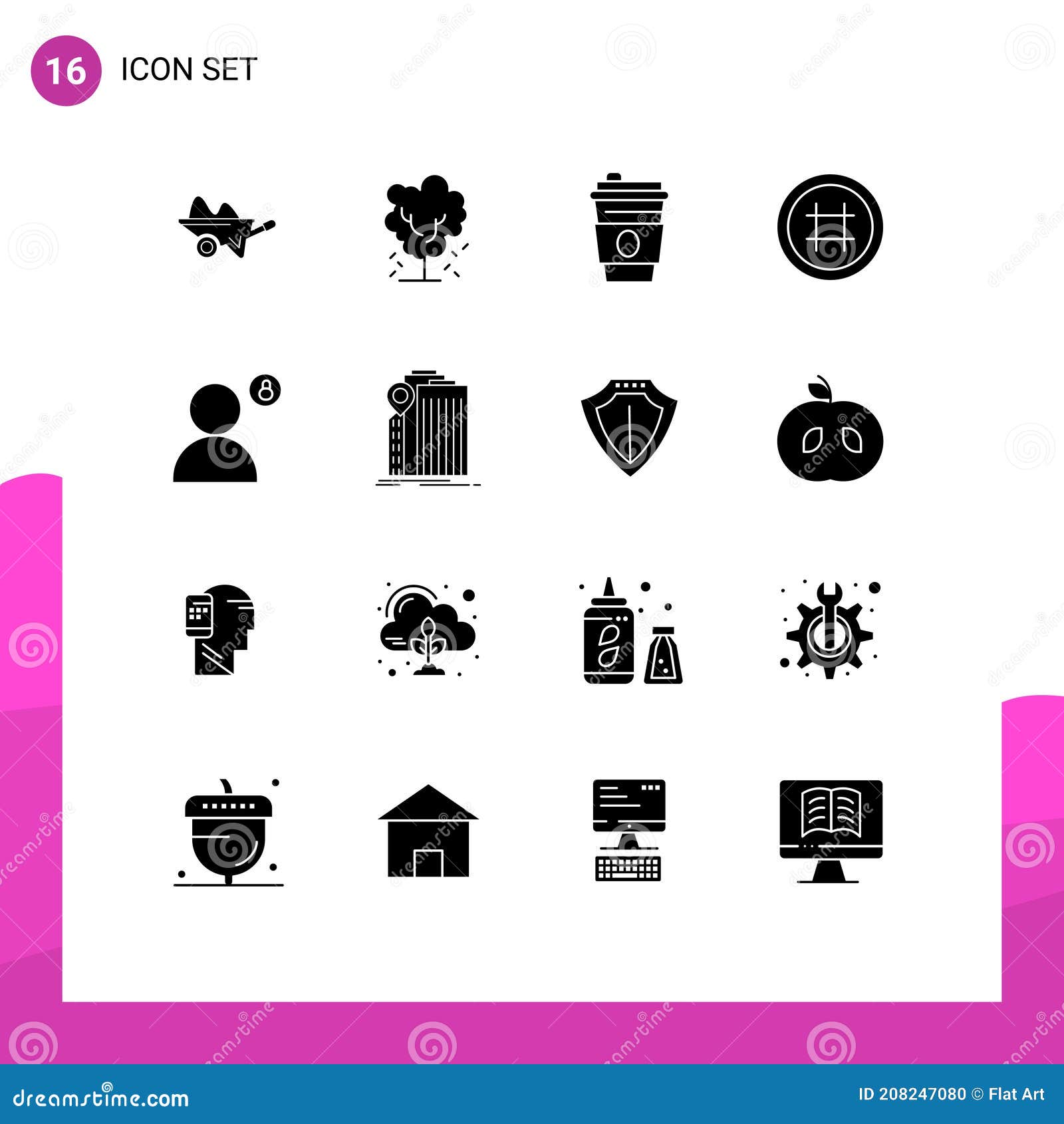 Set of 16 Modern UI Icons Symbols Signs for User, Interface, Apple Tree ...