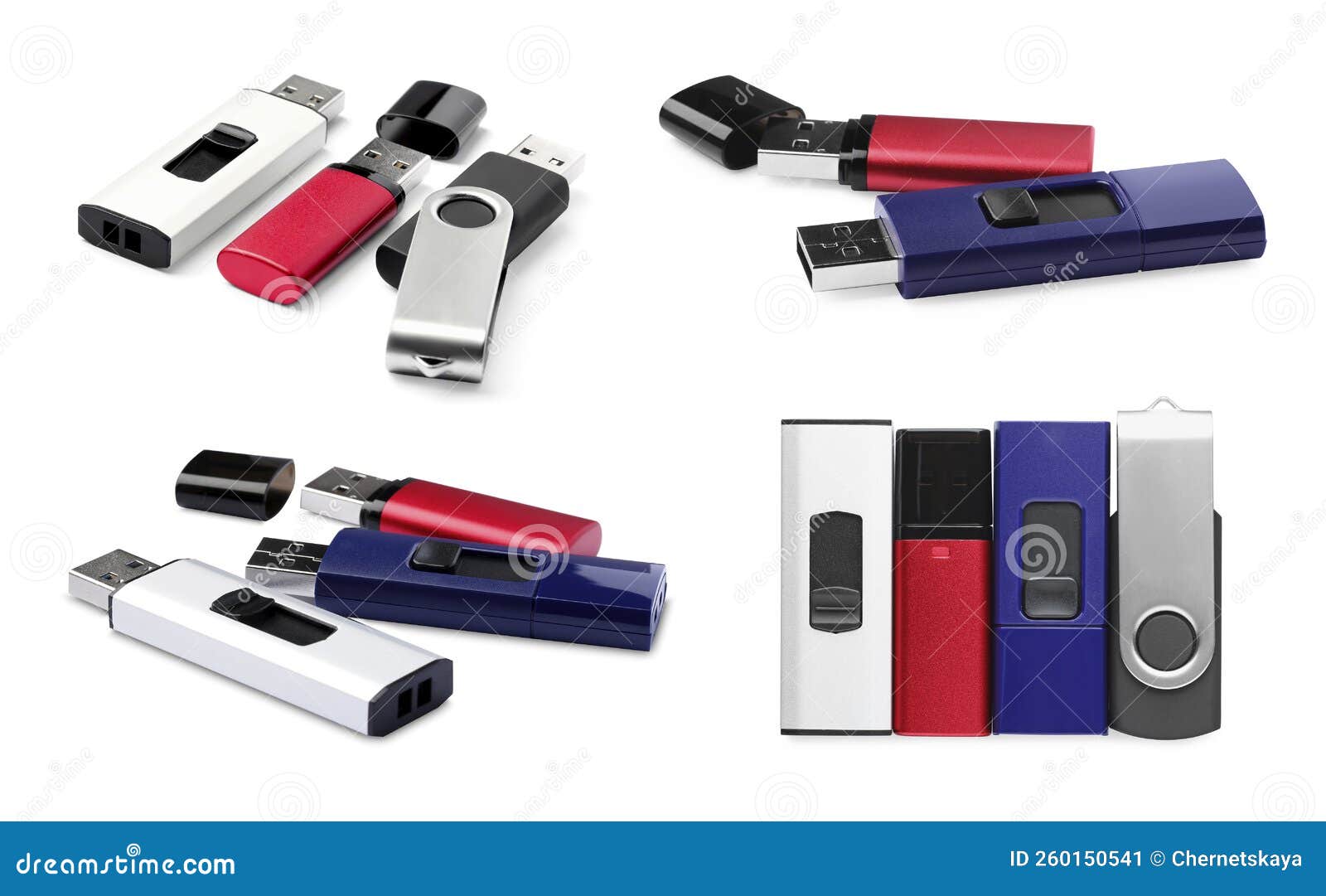 Set with Modern Usb Flash Drives on White Background Stock Image ...