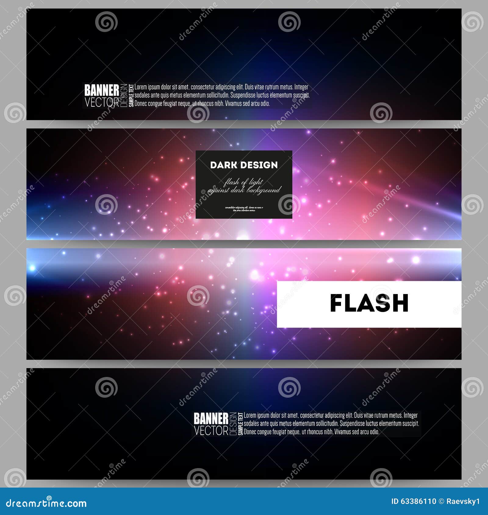 Set of Modern Vector Banners. Flashes Against Dark Stock Vector ...