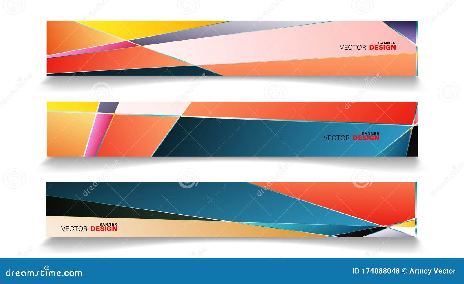 A Set of Modern Vector Banners with a Rectangular Design Background ...