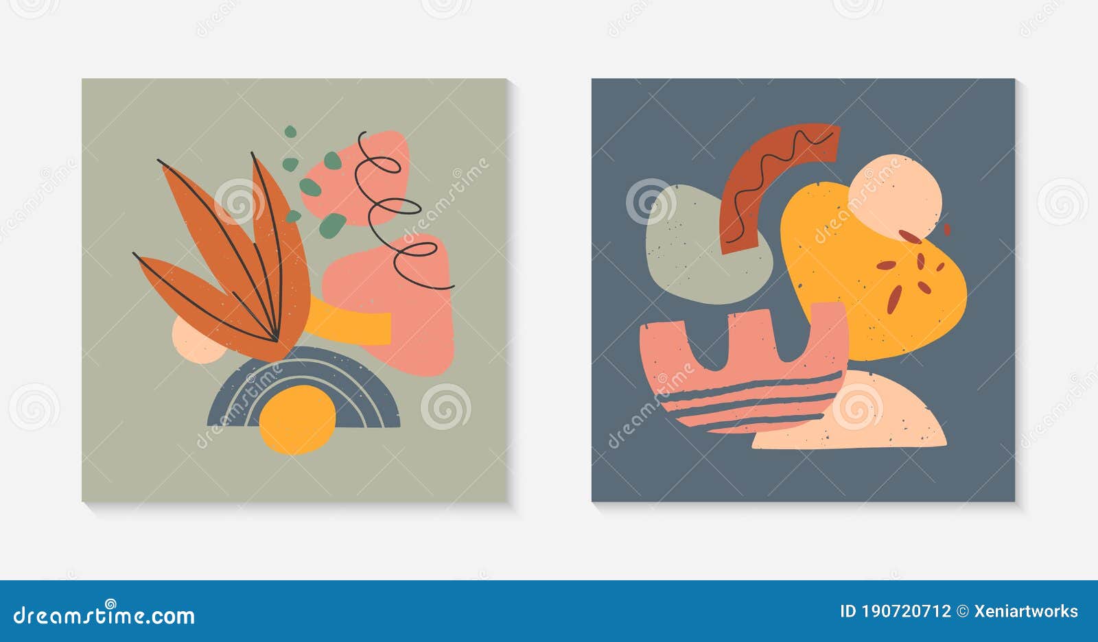 Set of Modern Vector Collages with Hand Drawn Organic Shapes,textures ...