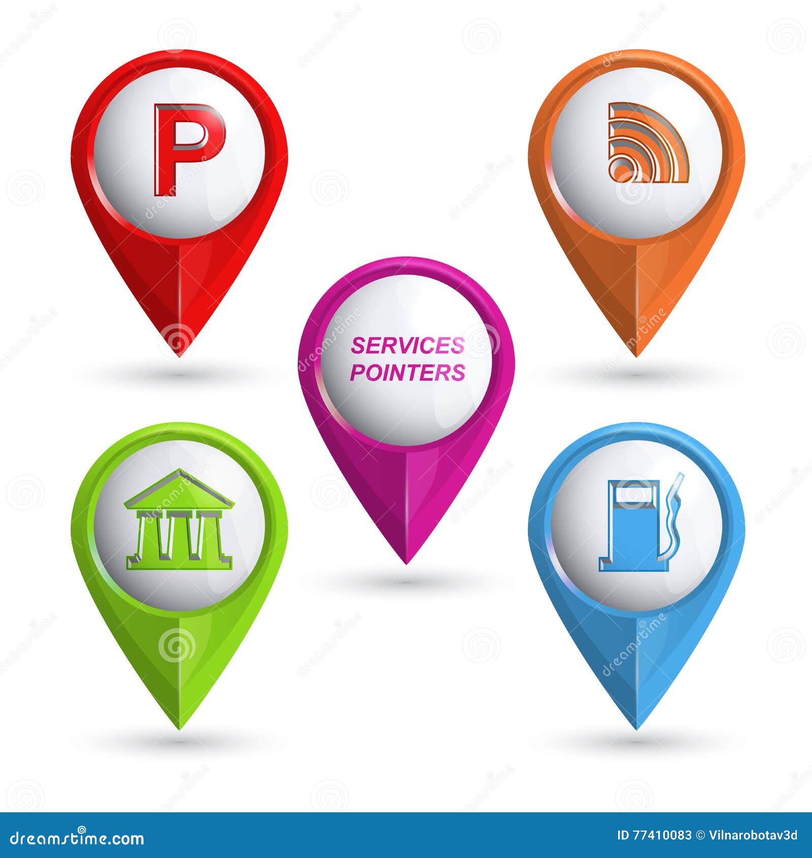 Set of Modern Vector 3D Pointers Stock Vector - Illustration of icon ...
