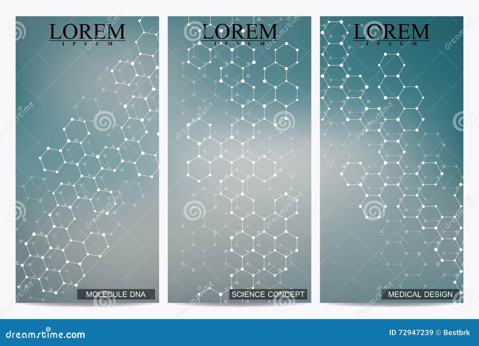 Set Of Modern Vector Flyers. Abstract Background With Molecule ...