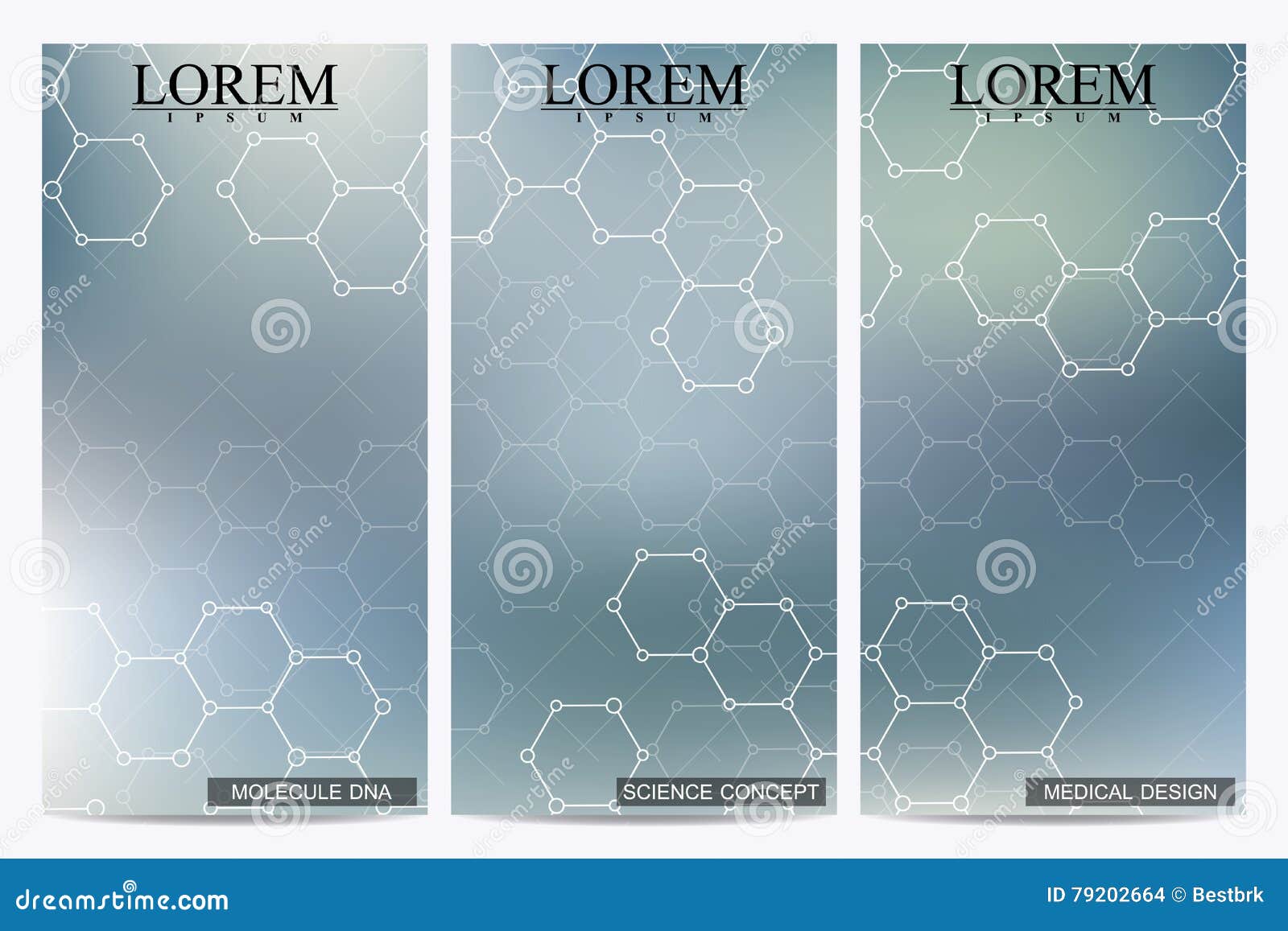 Set of Modern Vector Flyers. Abstract Background with Molecule ...