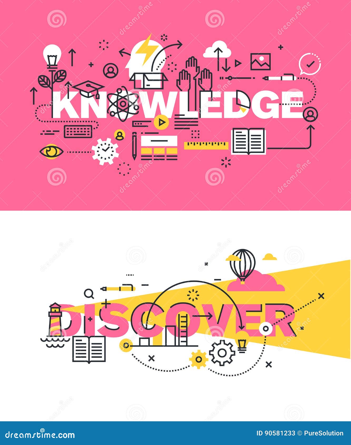 Set of Modern Vector Illustration Concepts of Words Knowledge and ...