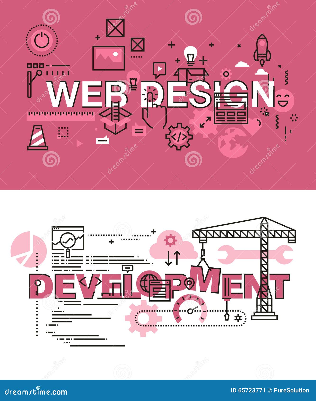 Set of Modern Vector Illustration Concepts of Words Web Design and ...