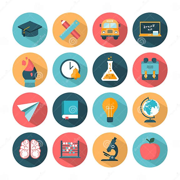 Set of Modern Vector School Icons Stock Vector - Illustration of ...