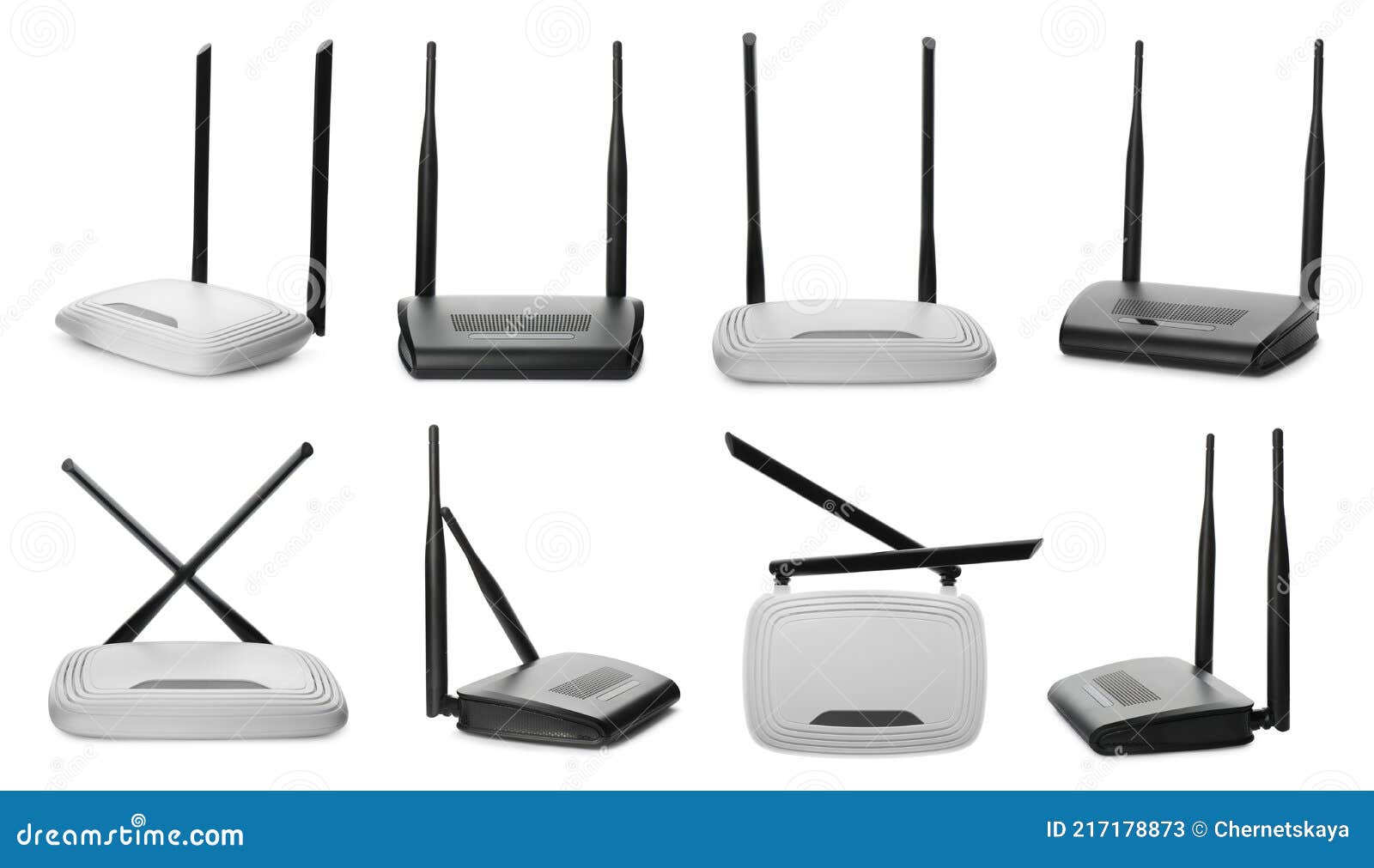 Set with Modern Wi-Fi Routers on White Background. Banner Design Stock ...