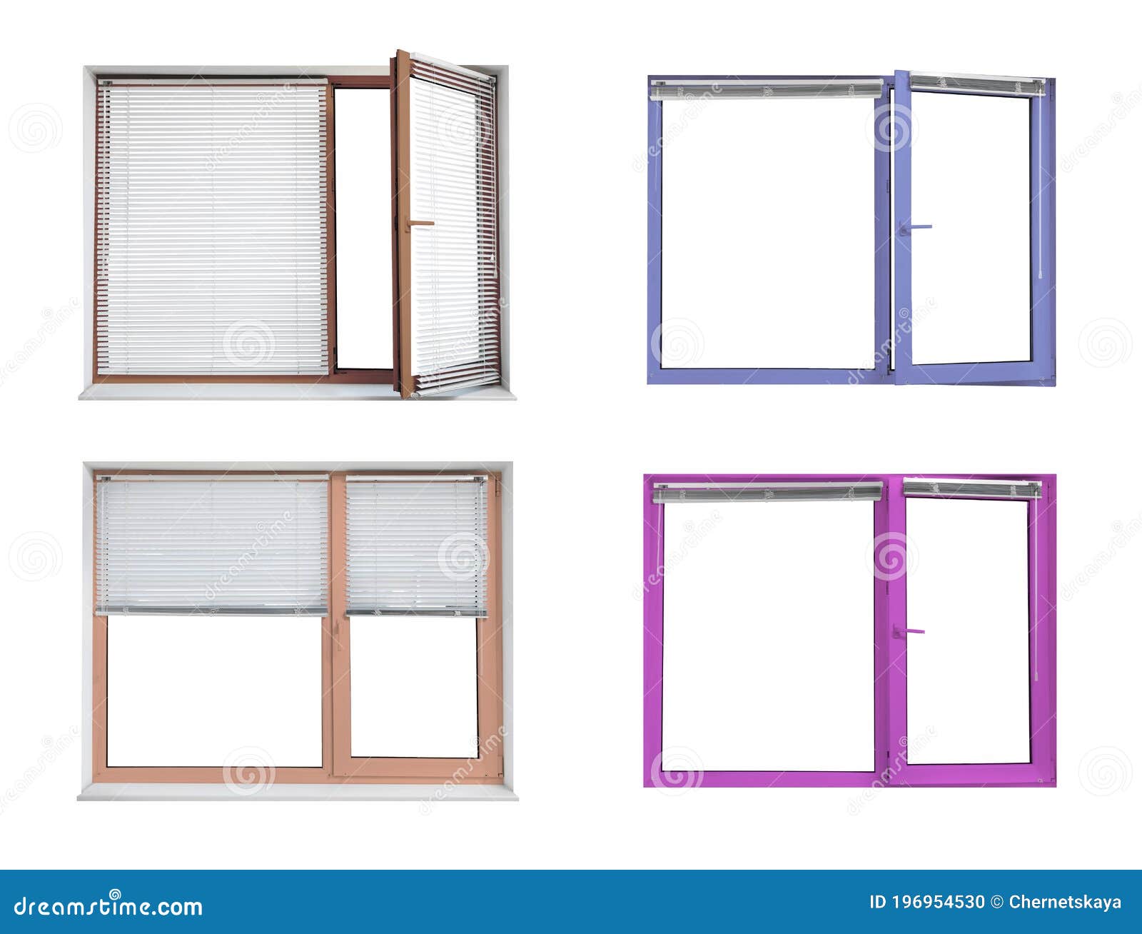 Set of Modern Windows in Different Colors on White Background Stock ...