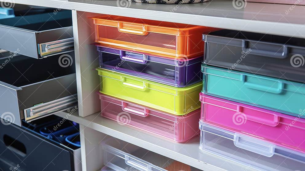 A Set of Modular Interlocking Plastic Drawers Perfect for Creating a ...
