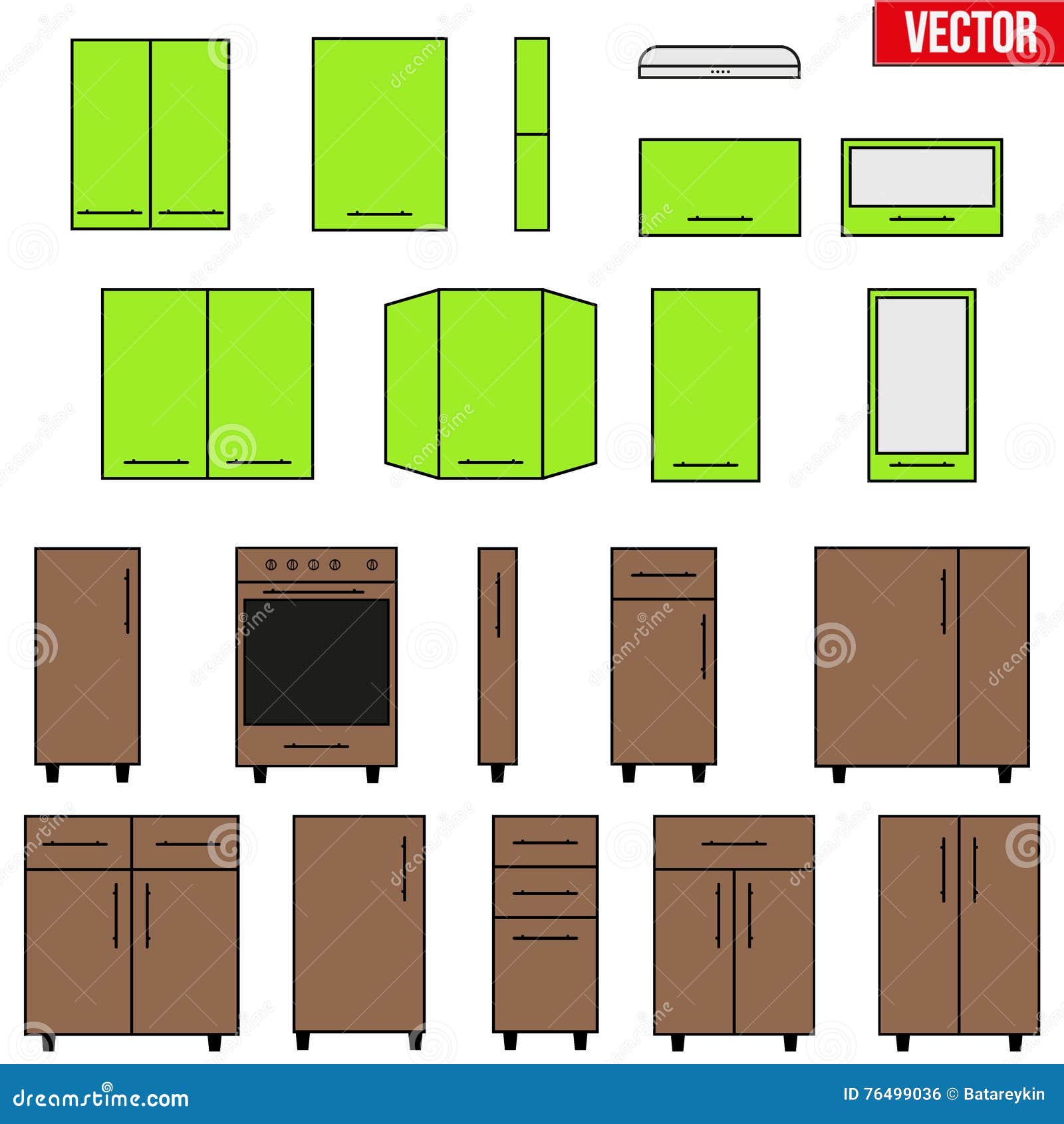 Set of Modular Kitchen Objects. Stock Vector - Illustration of ...