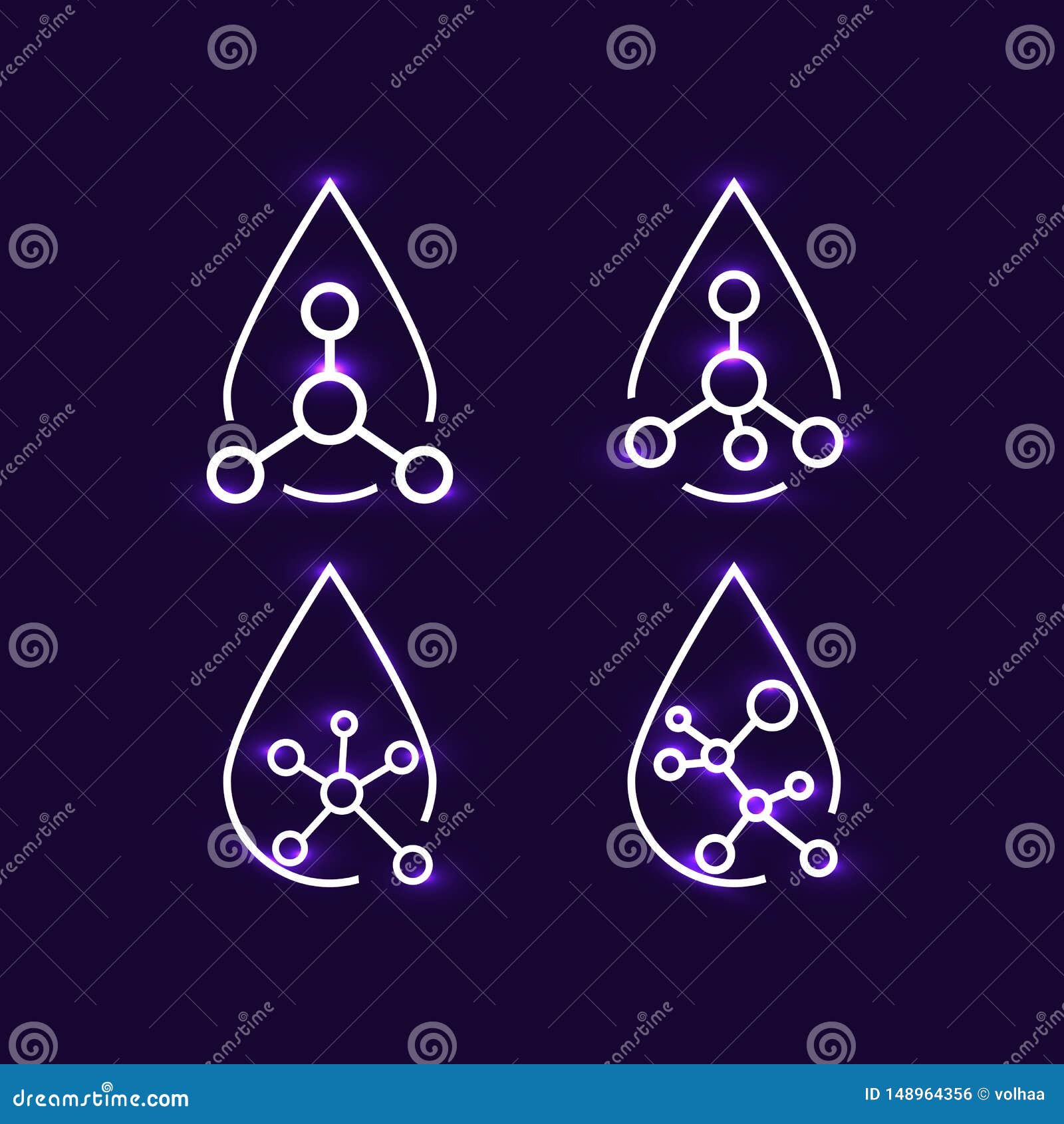 Set of Molecular Structures Inside Drops Stock Vector - Illustration of ...
